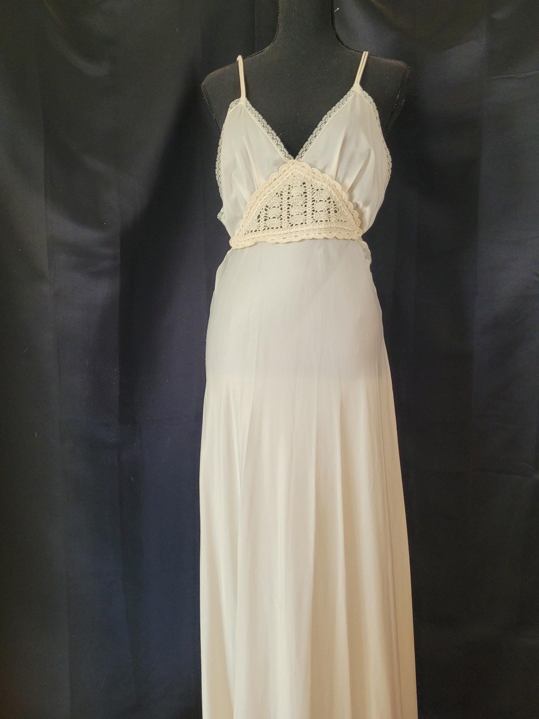 1970s Vintage CHRISTIAN DIOR BOHEMIAN Negligee Nightgown With Crochet ...