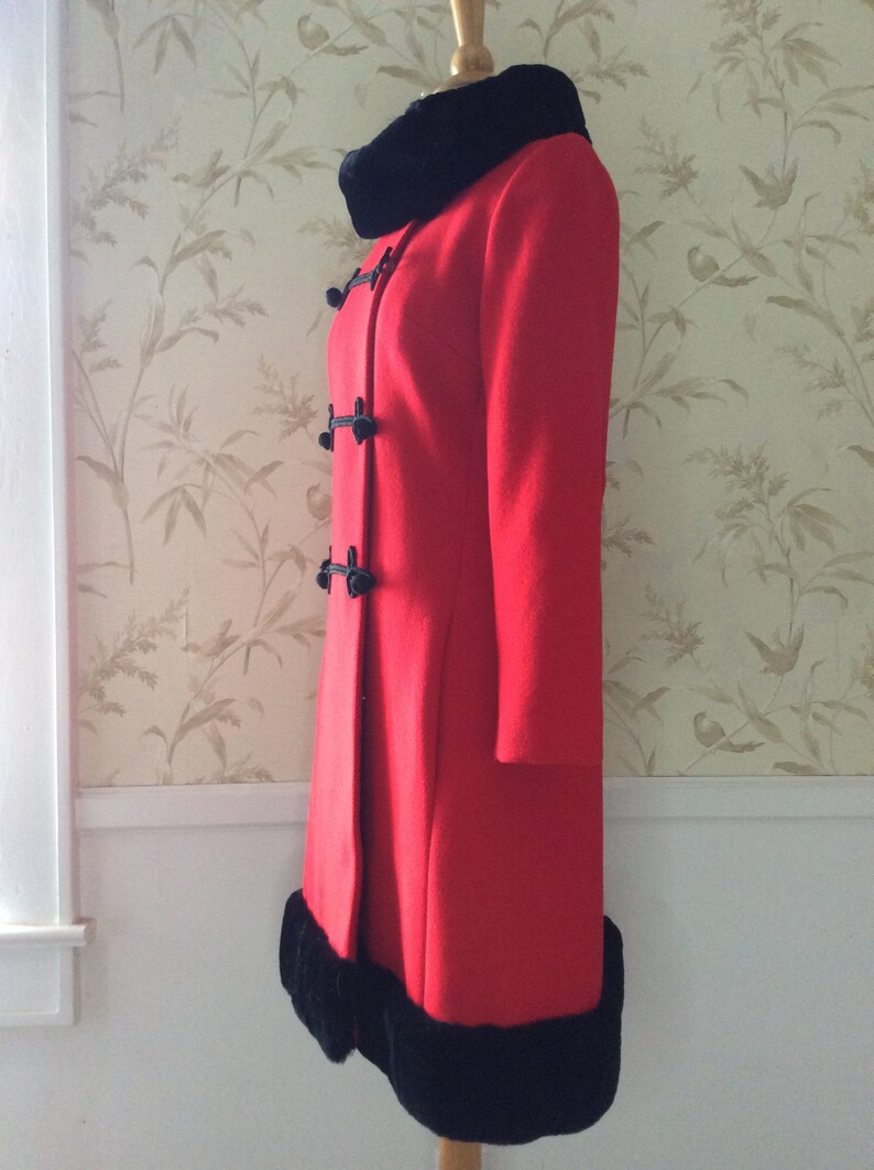 1960s Mod Vintage RUSSIAN PRINCESS Wool Coat Black Sheepskin Trim - Etsy