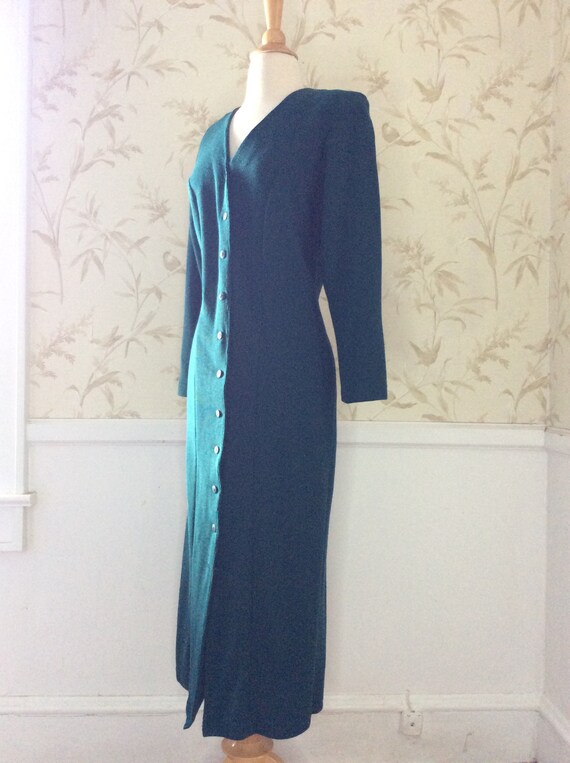 1970s 1980s Vintage Princess Fit Button Front Midi Dr… - Gem