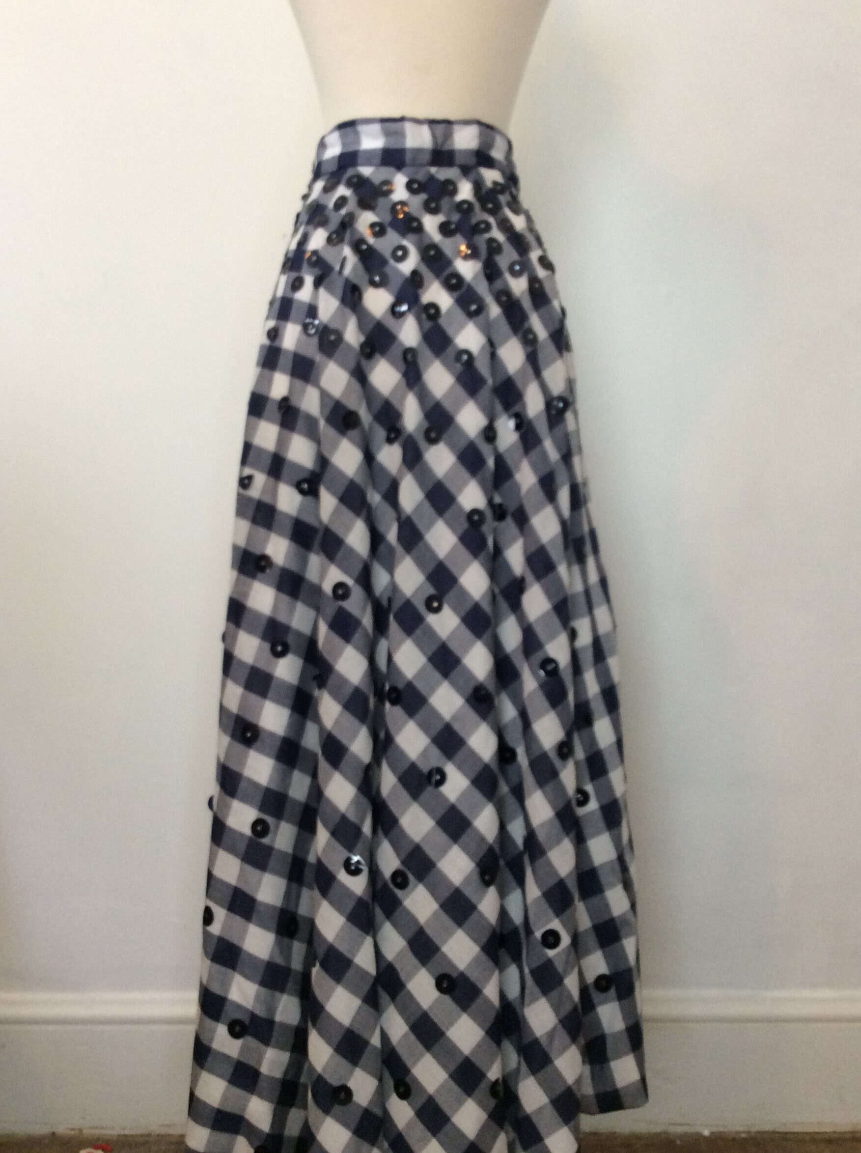 1980s VINTAGE Large Gingham Check Maxi Skirt With Large Sequins - Etsy