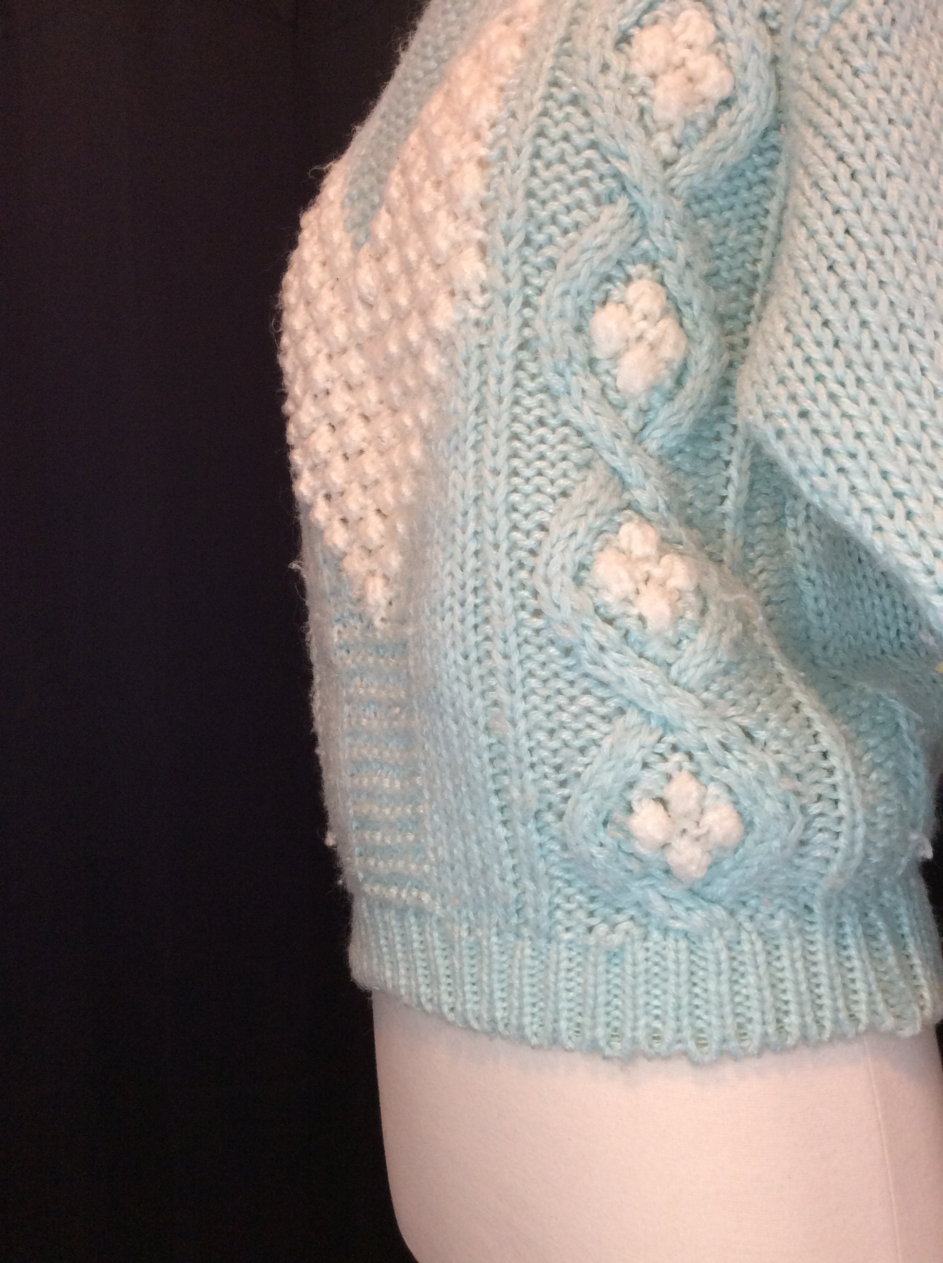 1970's VINTAGE Hand Knit POPCORN Texture Puffy Heart Sweater S/M - Etsy