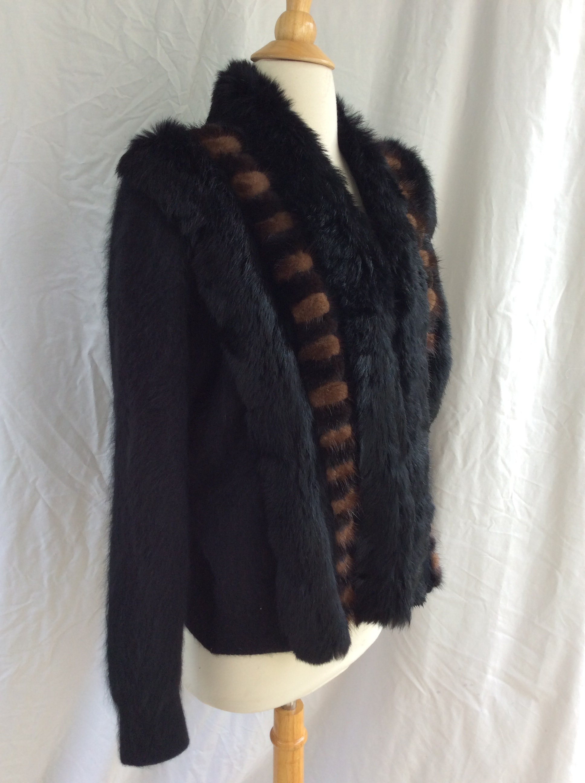 1980s VINTAGE STATEMENT DESIGNER Angora & Real Fur Bomber Jacket ...
