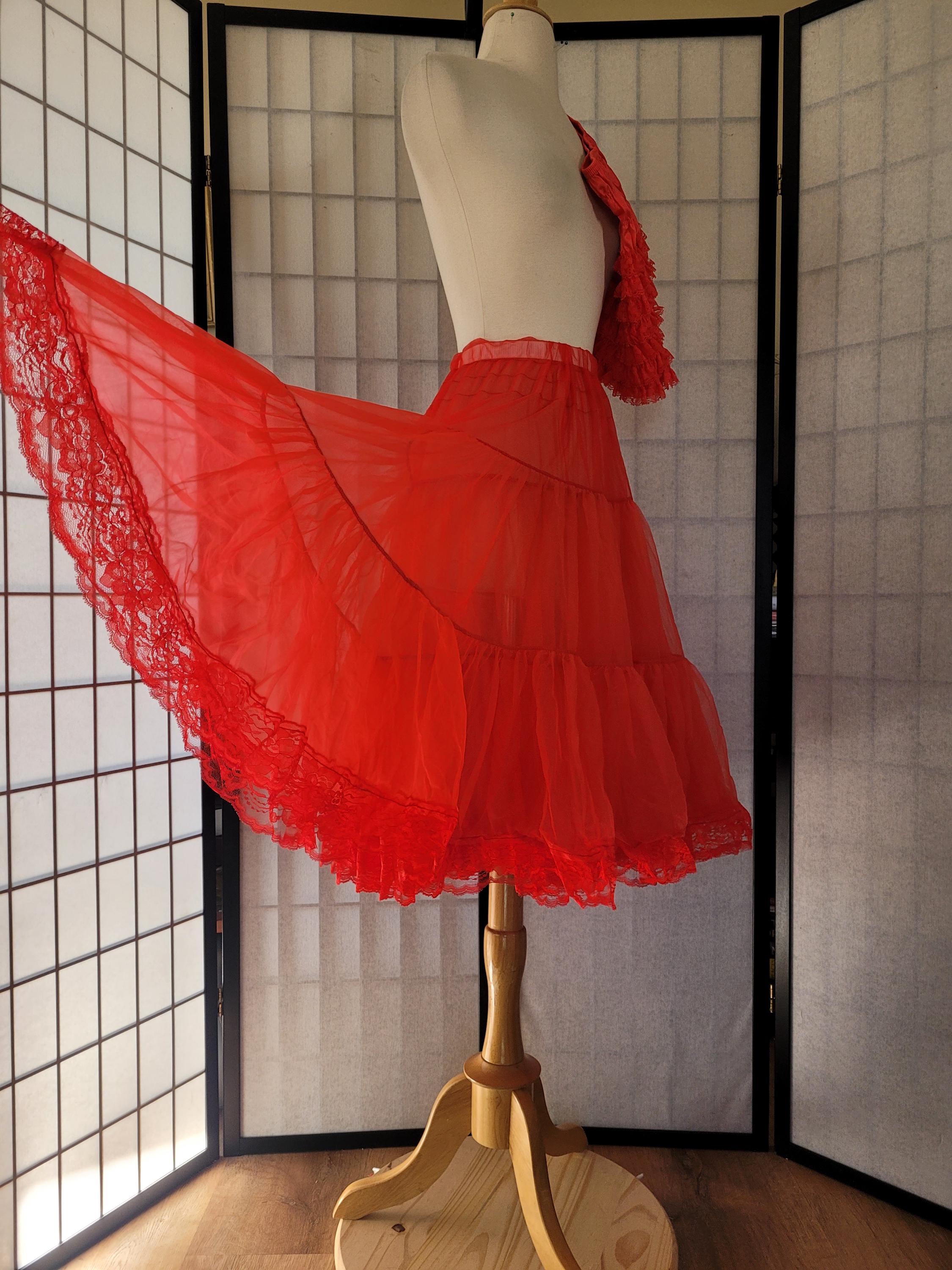 1970s Vintage Sheer Nylon CRINOLINE & RUFFLED PANTALOONS Cowgirl Square ...
