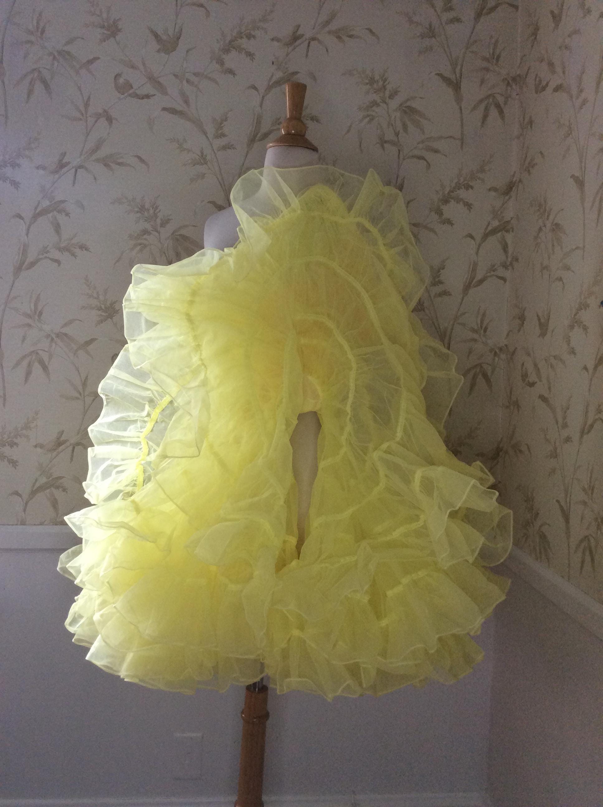 1970s 1950s Vintage Yellow Nylon Square Dance Petticoat Crinoline With ...