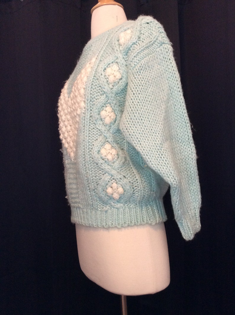 1970's VINTAGE Hand Knit POPCORN Texture Puffy Heart Sweater S/M - Etsy