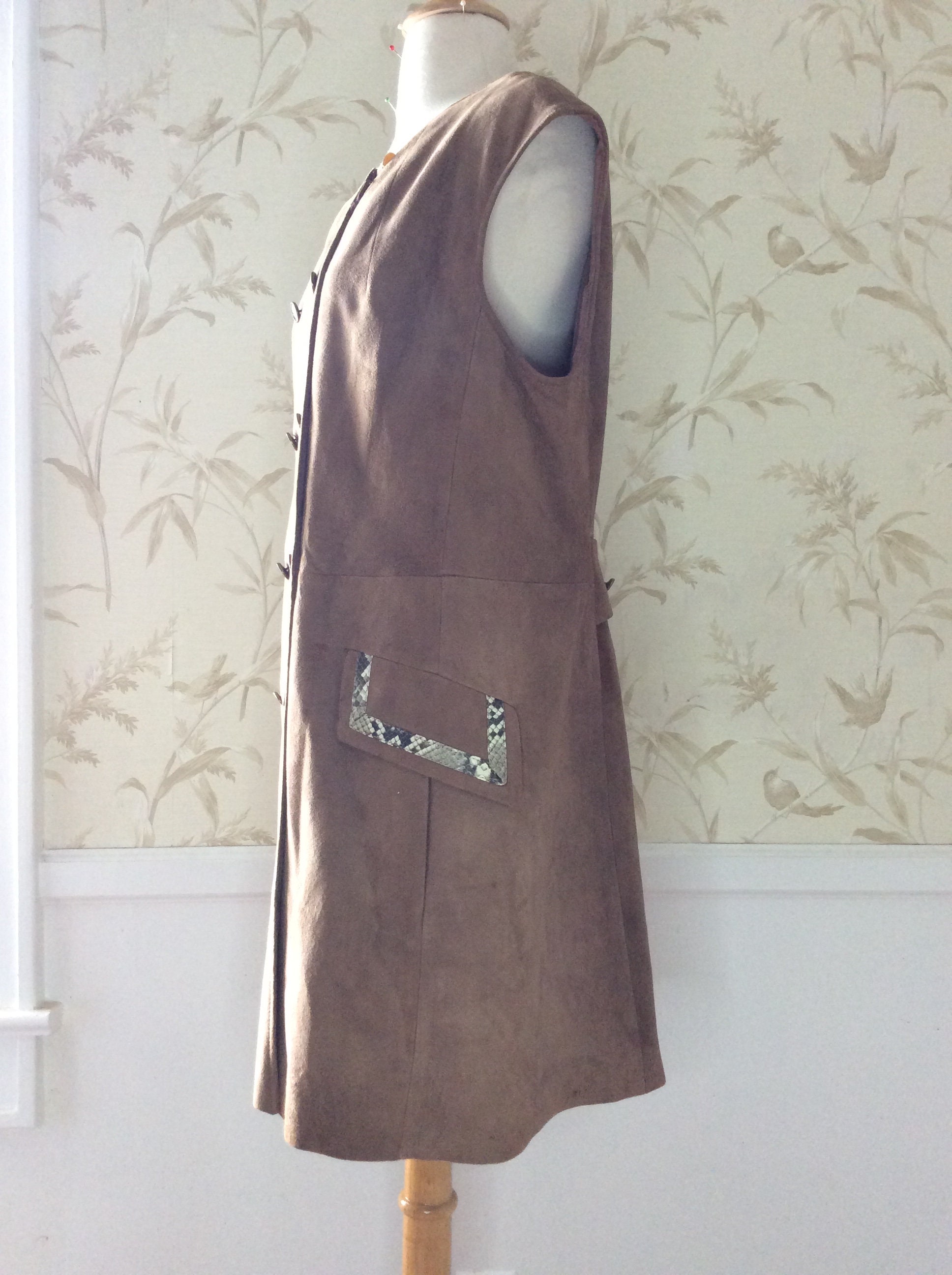 1960s Mod VINTAGE Suede Go Go Mini Dress Snakeskin Trim Vest Coat - Etsy