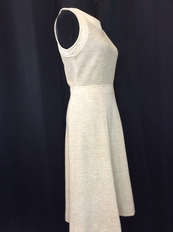 1970s VINTAGE Mesh Bodice Speckled Knit Fit & Flare D… - Gem