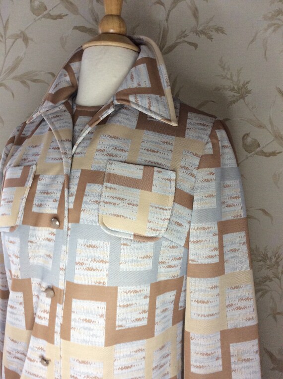 1960s 1970s Mod Vintage Geometric Print Shift Dress w… - Gem