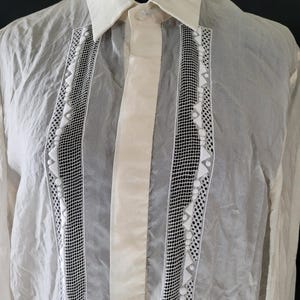 1970s Vintage BARONG TAGALOG FILIPINO Embroidered Sheer Dress Shirt ...