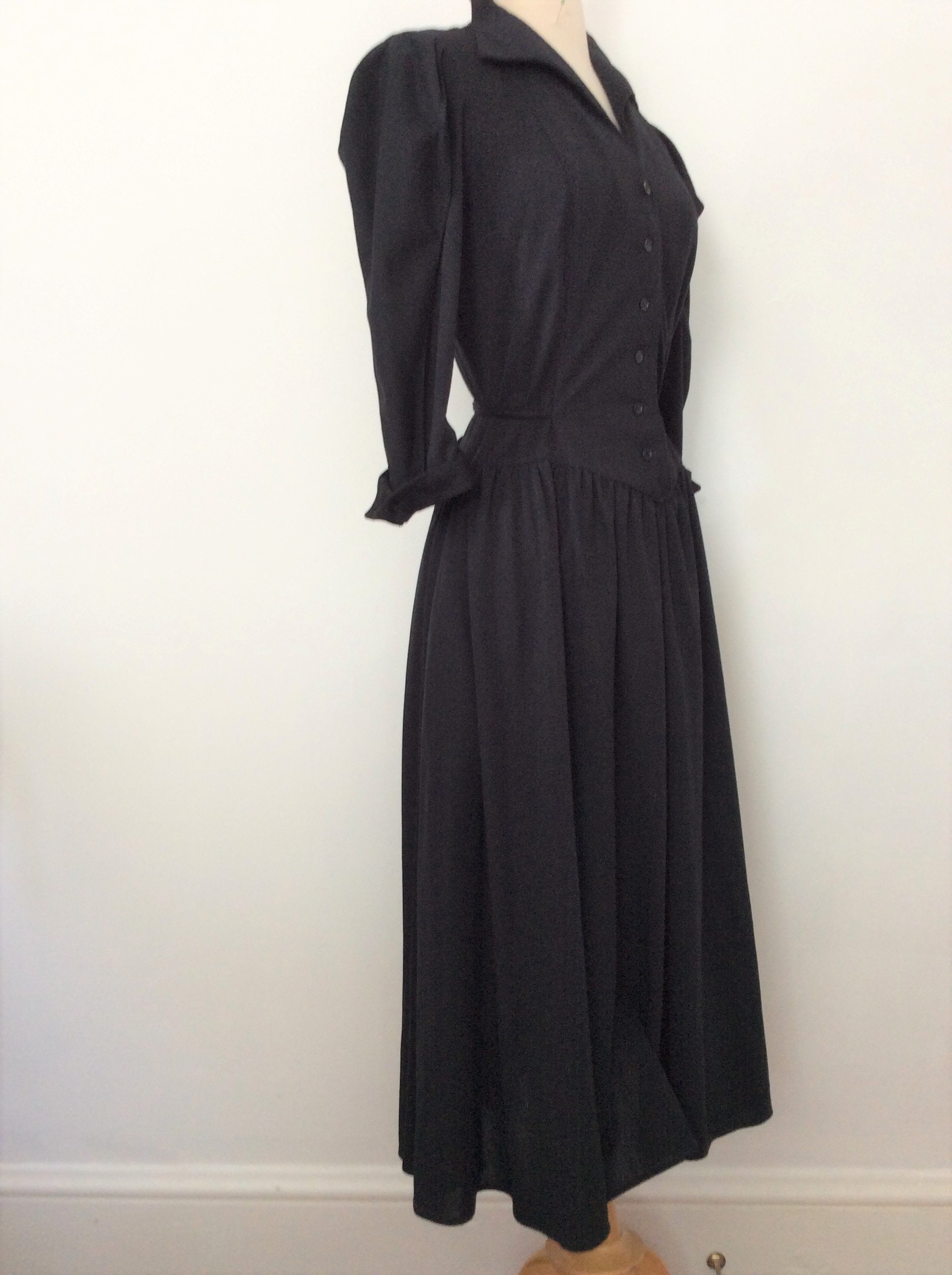 1980s VINTAGE Gothic WEDNESDAY ADDAMS Style Drop Waist Dress Statement ...
