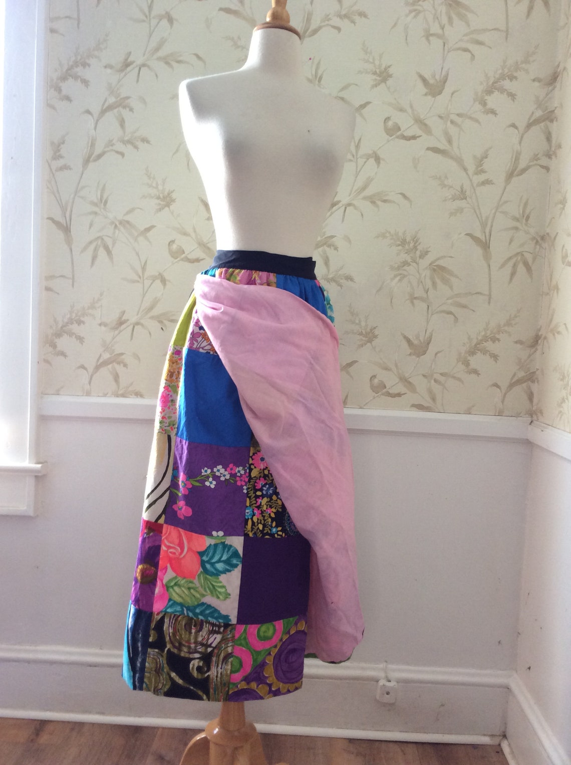 1960s 1970s Mod Vintage FLOWER POWER PATCHWORK Wrap Maxi Skirt Polynesian Beach Cover - Etsy