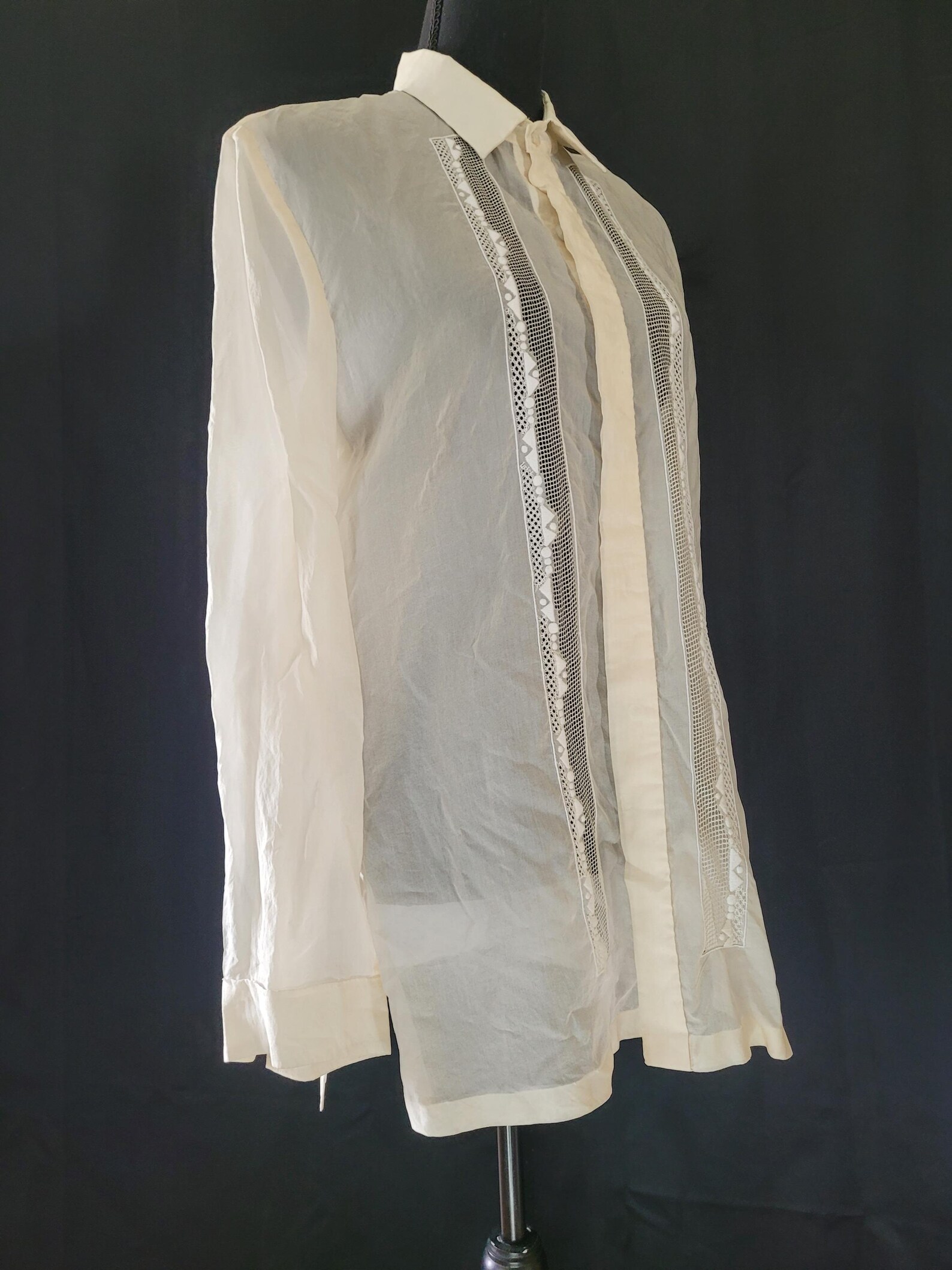 1970s Vintage BARONG TAGALOG FILIPINO Embroidered Sheer Dress Shirt ...