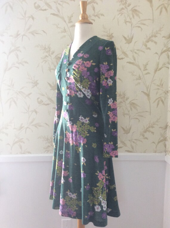 1970s Mod VINTAGE Princess Fit Prairie Dress Dip Wais… - Gem