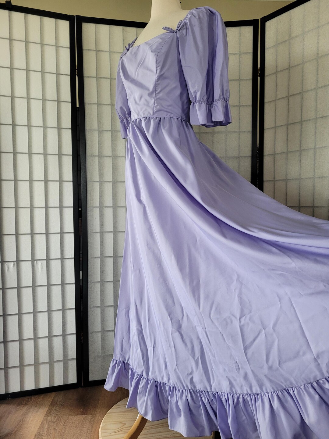 1970s Vintage Southern Belle Lavender Prom Bridesmaid Bohemian Maxi ...