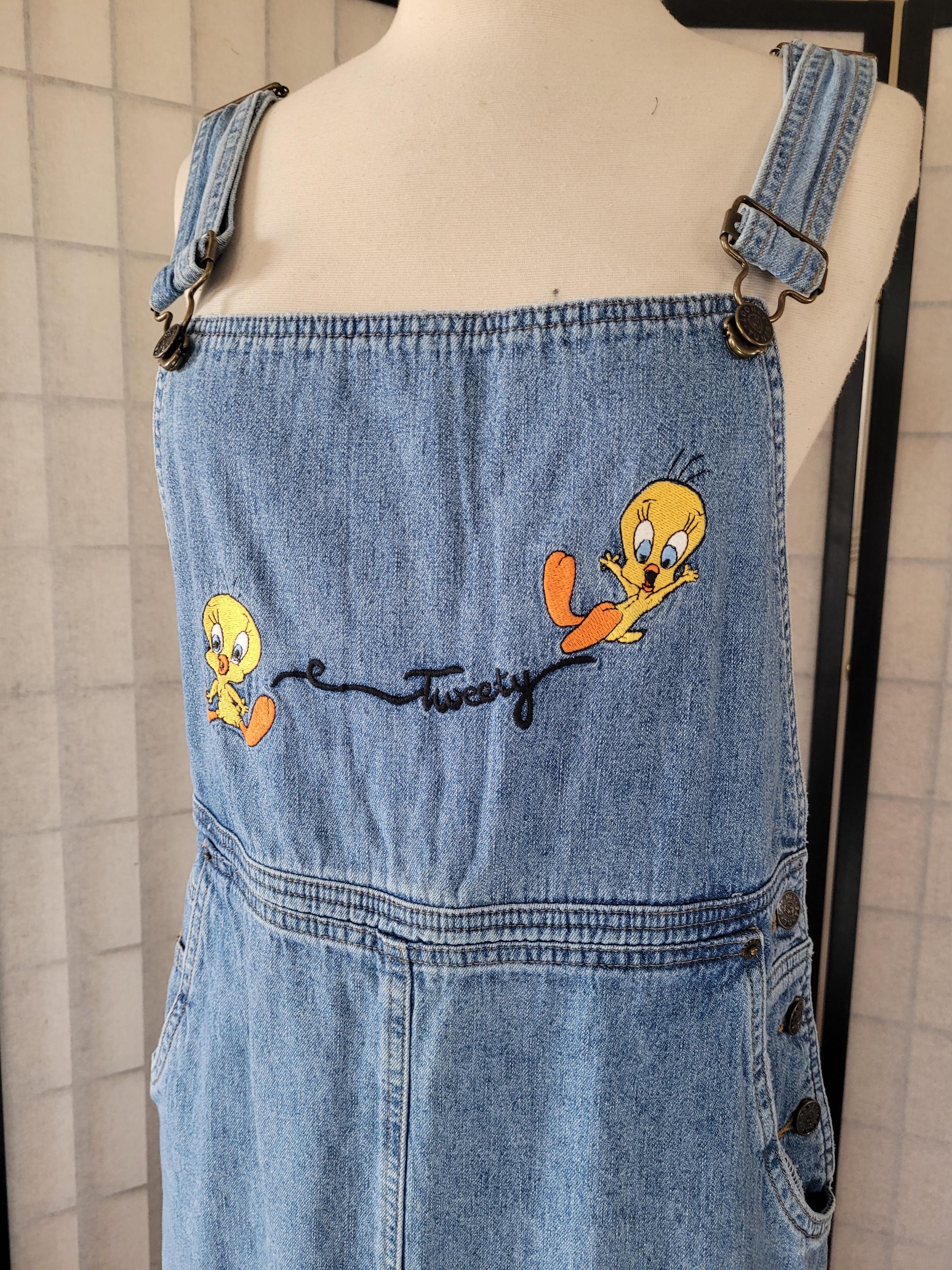 Vintage Warner Brothers TWEETY DENIM OVERALL Midi Jean Dress - Etsy