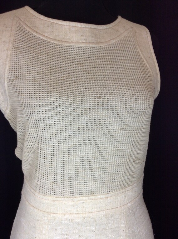 1970s VINTAGE Mesh Bodice Speckled Knit Fit & Flare D… - Gem