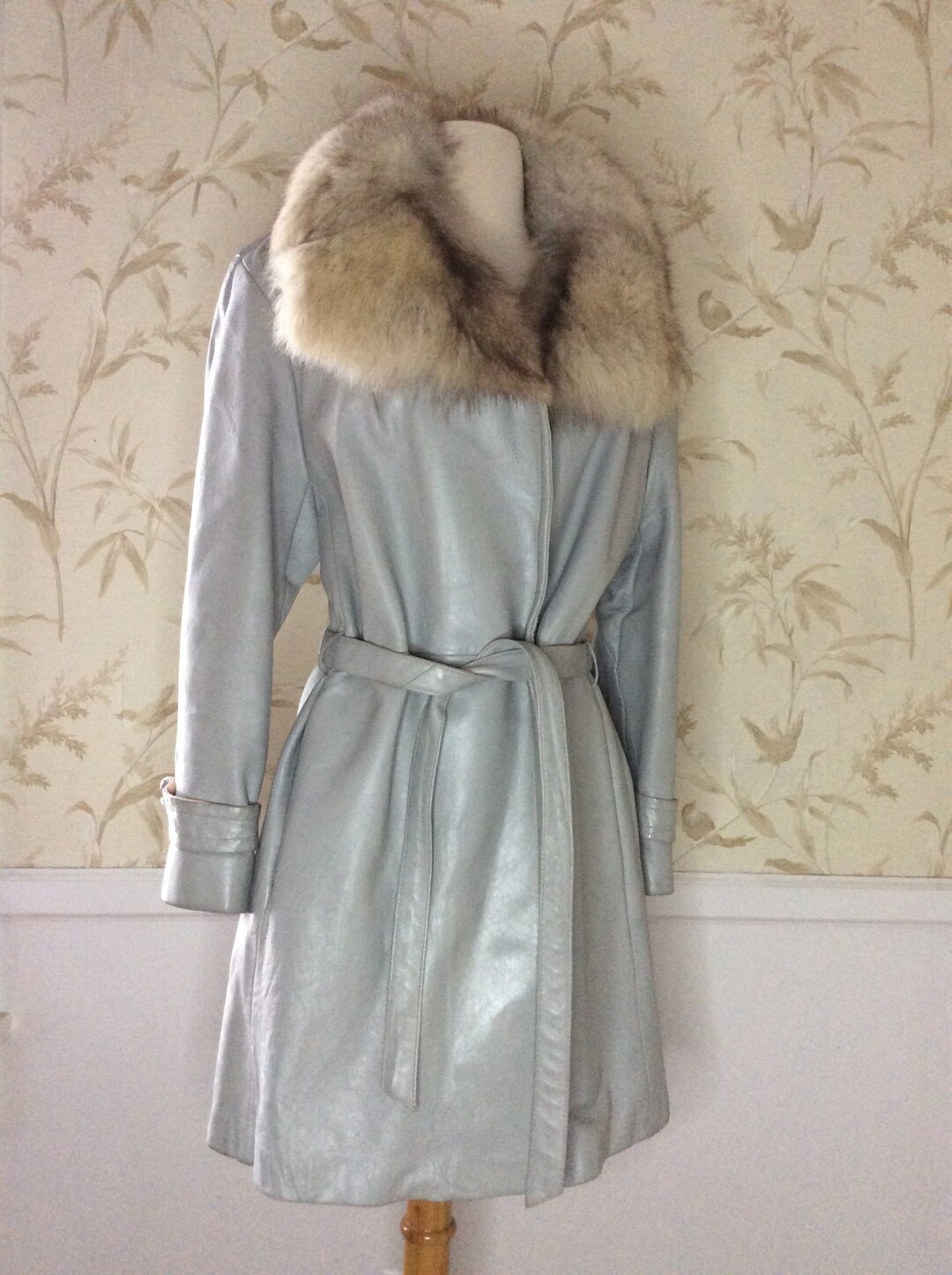 1970s Vintage Buttery Gray Leather Coat With SILVER FOX FUR Collar - Etsy