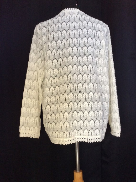 1970s VINTAGE Preppy Prissy Open Weave Knit Stark Whi… - Gem