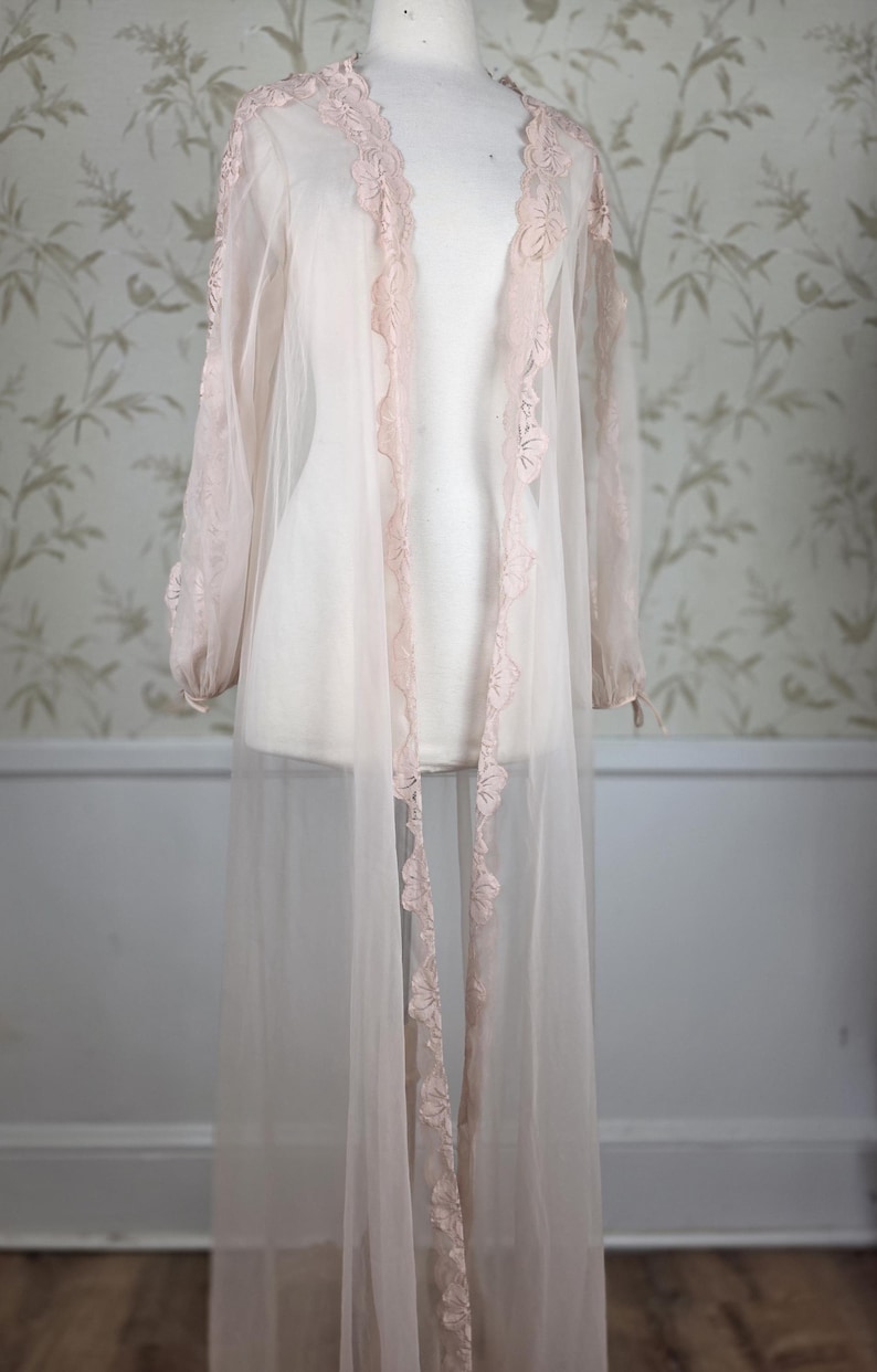 1960s 1970s Vintage Sheer Nude Nylon Boudoir Robe Negligee - Etsy