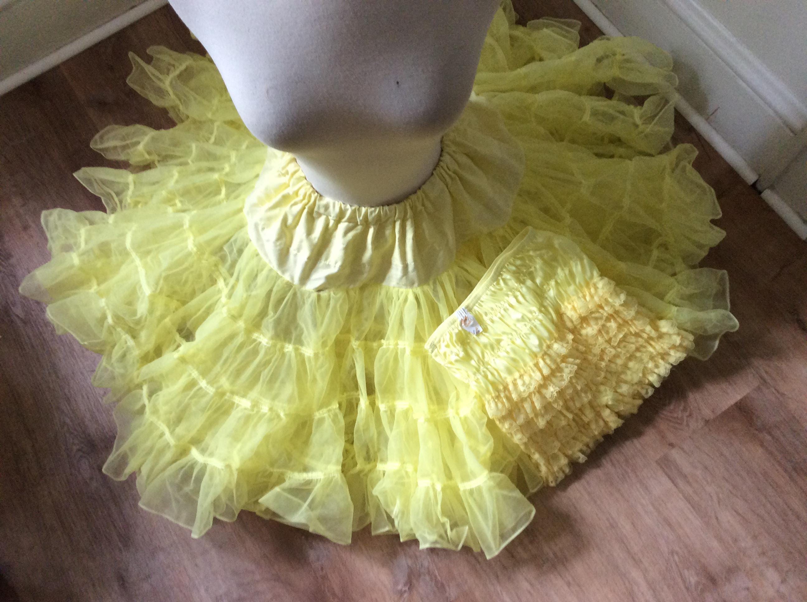 1970s 1950s Vintage Yellow Nylon Square Dance Petticoat Crinoline With ...