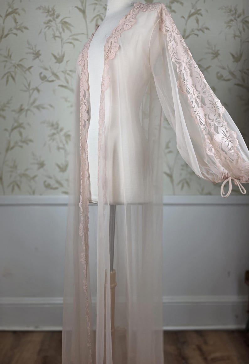1960s 1970s Vintage Sheer Nude Nylon Boudoir Robe Negligee - Etsy