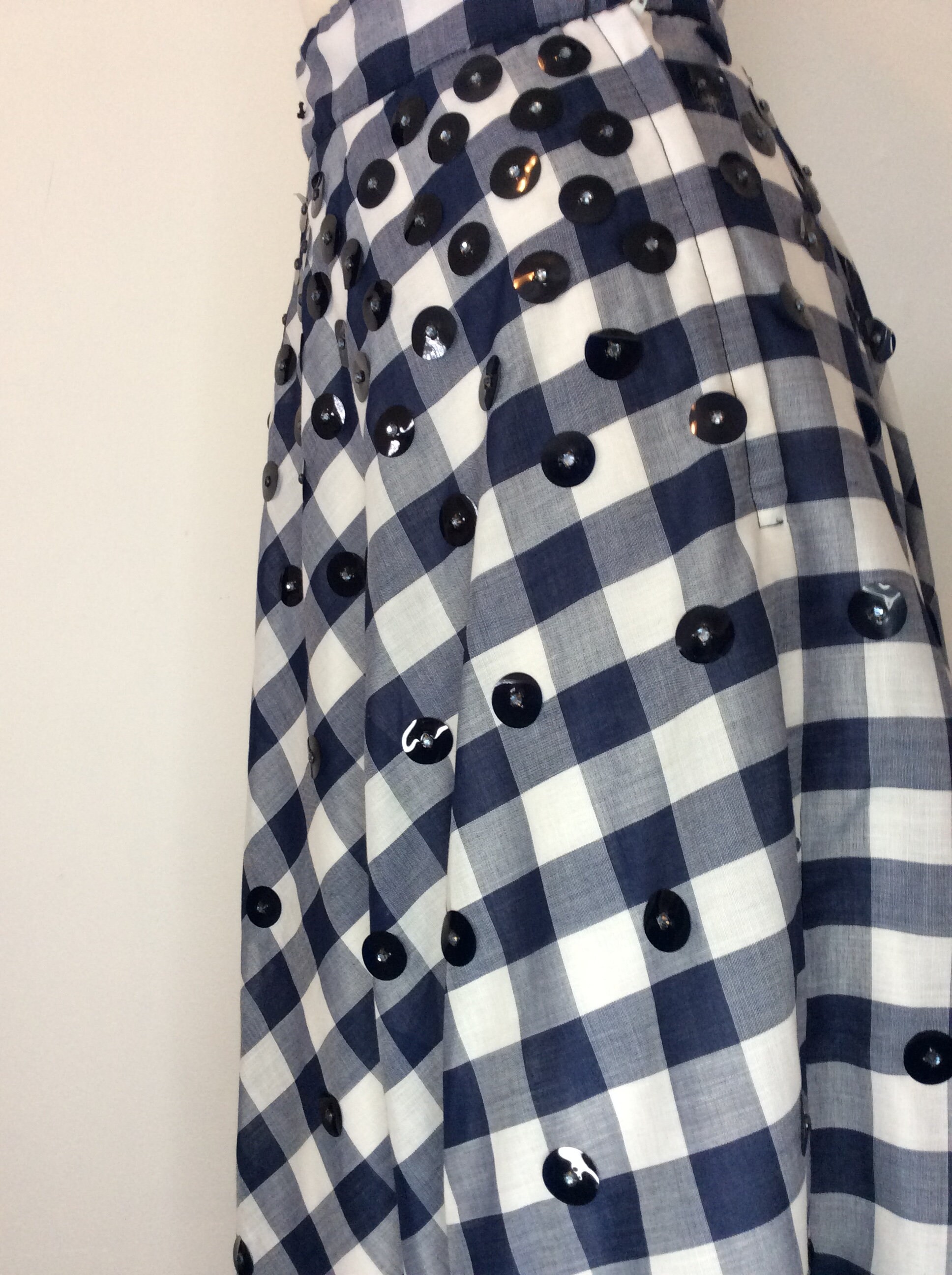 1980s VINTAGE Large Gingham Check Maxi Skirt With Large Sequins - Etsy
