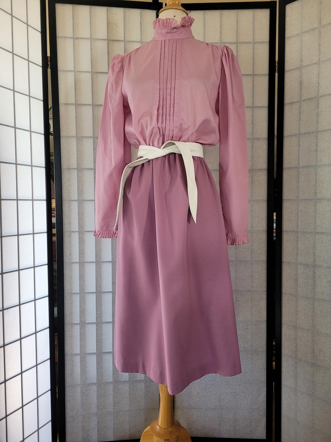 1970s Vintage Prissy High Neck Puff Sleeve Lavender Secretary Dress - Etsy