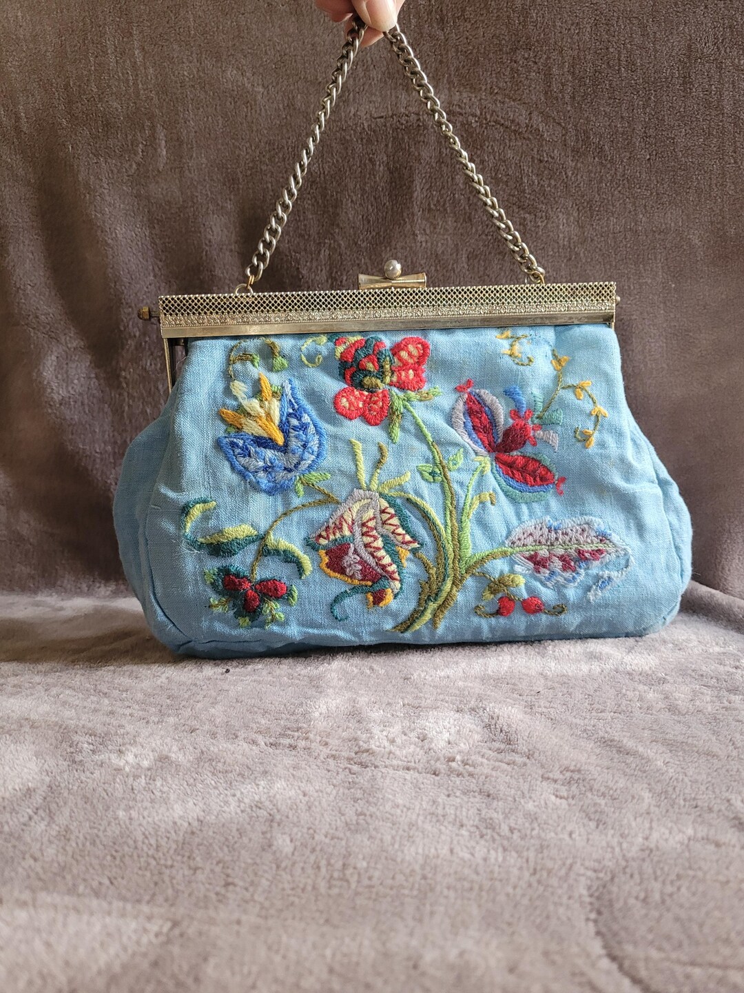 1960s 1970s Vintage OOAK HANDMADE EMBROIDERED Crewel Handbag Purse - Etsy