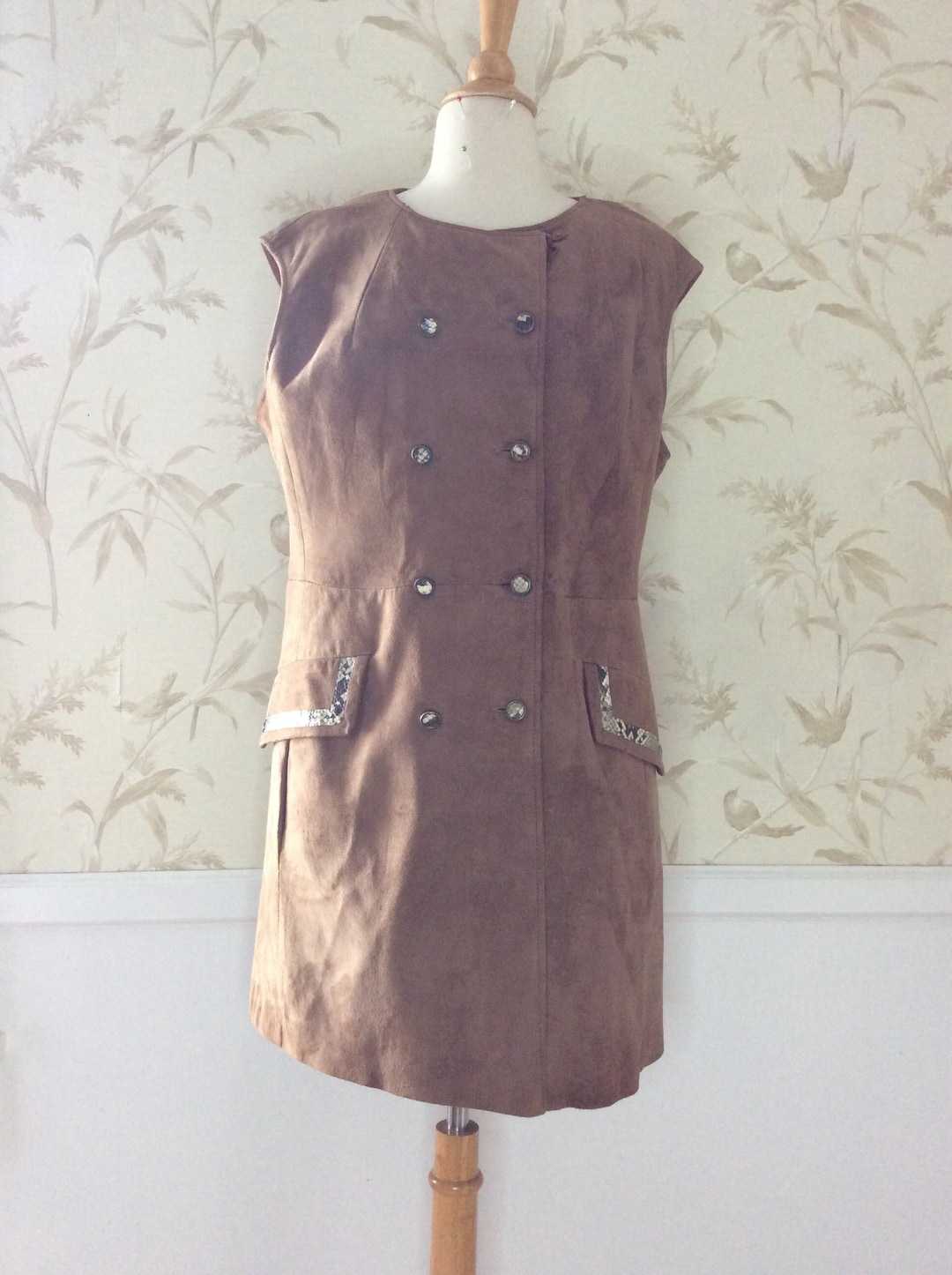 1960s Mod VINTAGE Suede Go Go Mini Dress Snakeskin Trim Vest Coat - Etsy