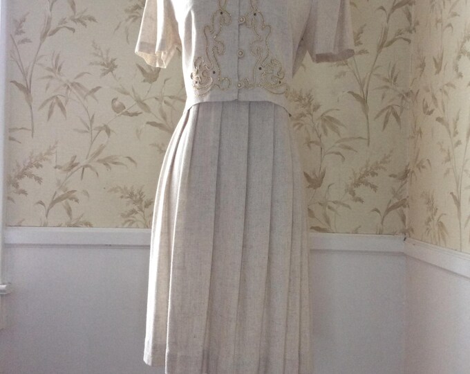 1980s Vintage Princess Di Style Puff Sleeve COTTAGECORE Linen Dress - Etsy
