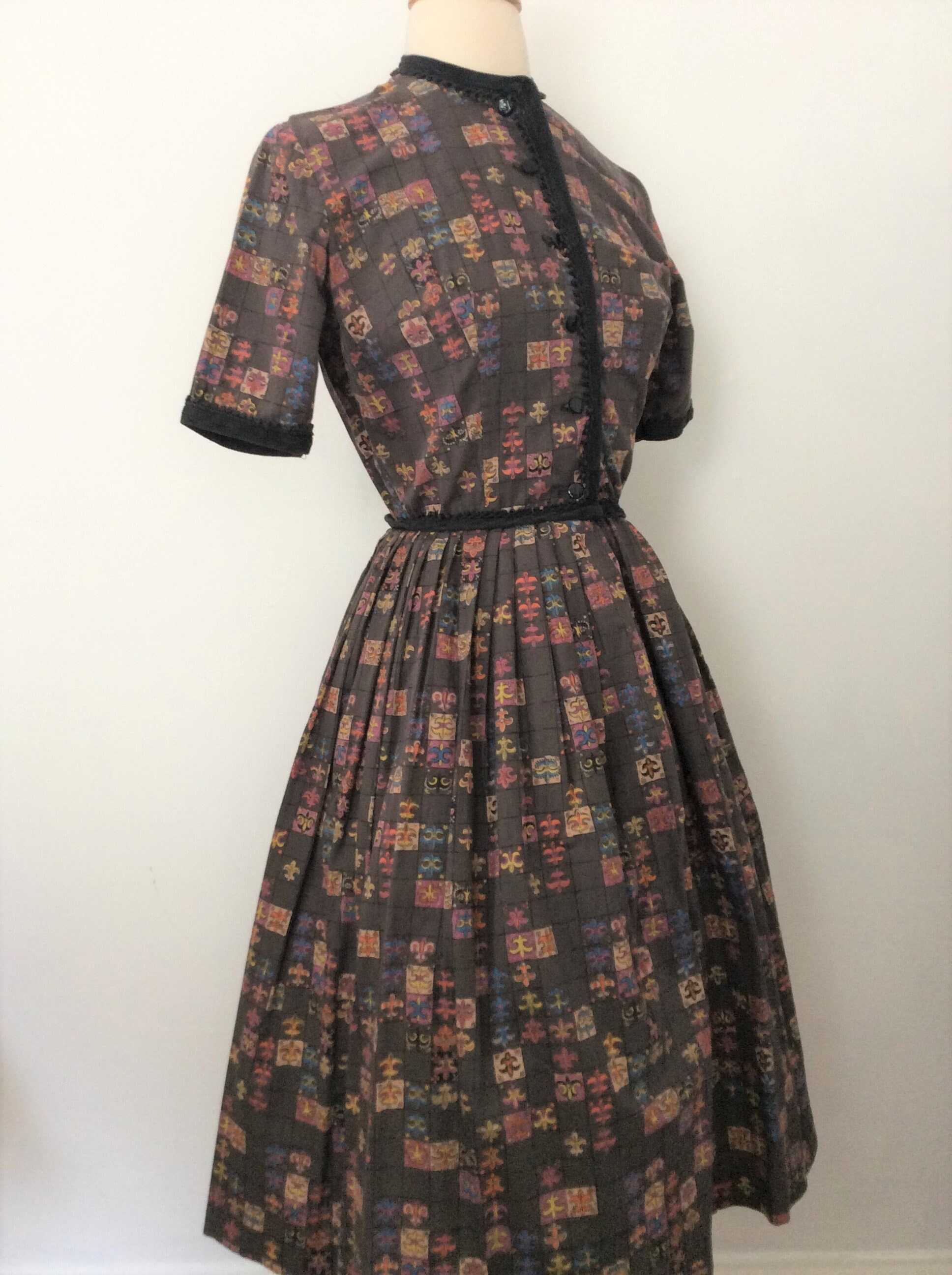 1940s 1950s VINTAGE Rockabilly Fit & Flare Cotton Novelty - Etsy