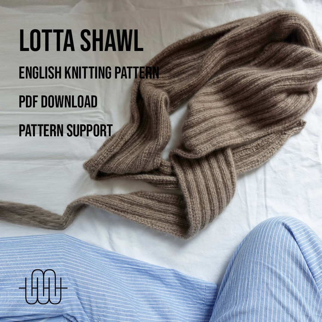 Knitting Pattern Shawl in 2x2 Rib Pattern Shawl Knitting Pattern lotta ...
