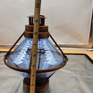 Vintage Oil Lamp Topper. Blue Glass. - Etsy