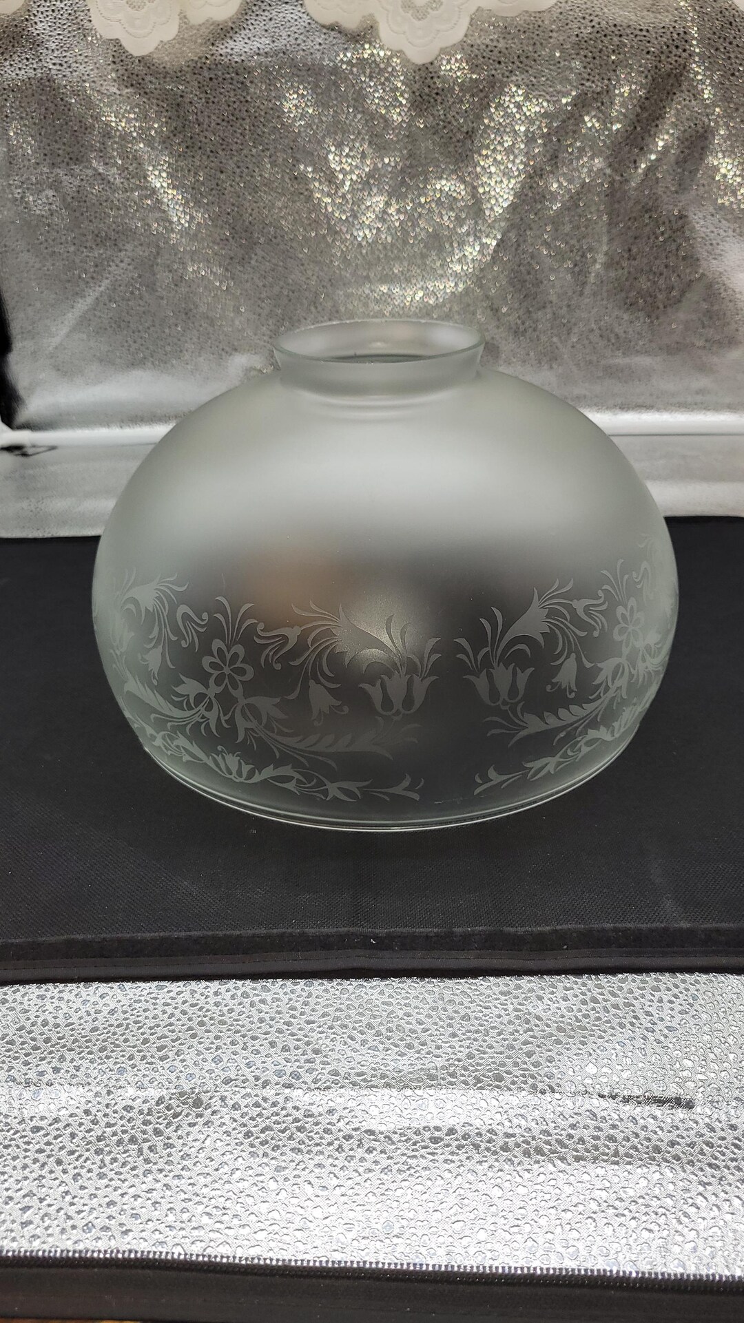 Vintage Clear Glass Etched Flower Shade - Etsy