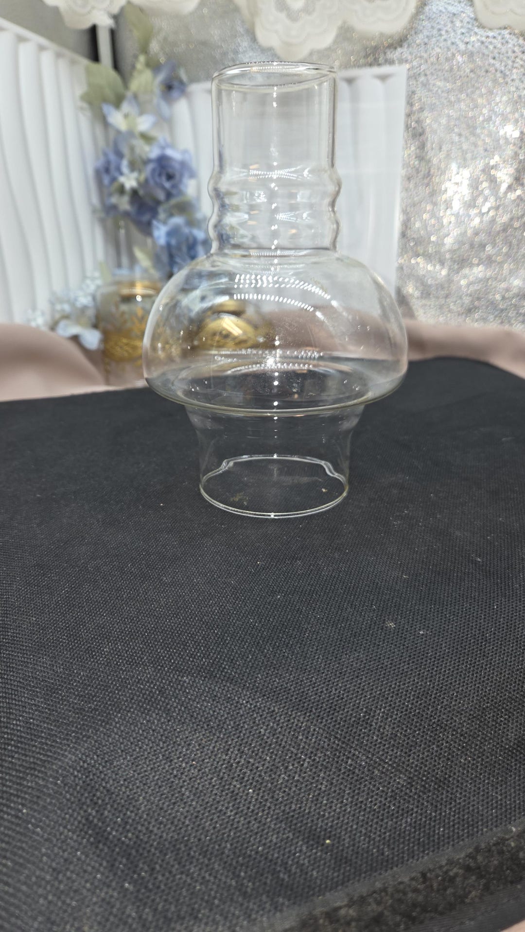Vintage Glass Hurricane Lamp Shade Replacement Fitter Ribbed Etsy