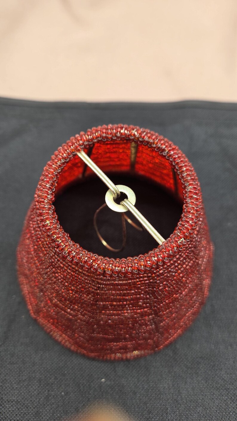 Vintage Red Glass Beaded Umbrella Type Lamp / Candle Shade. - Etsy