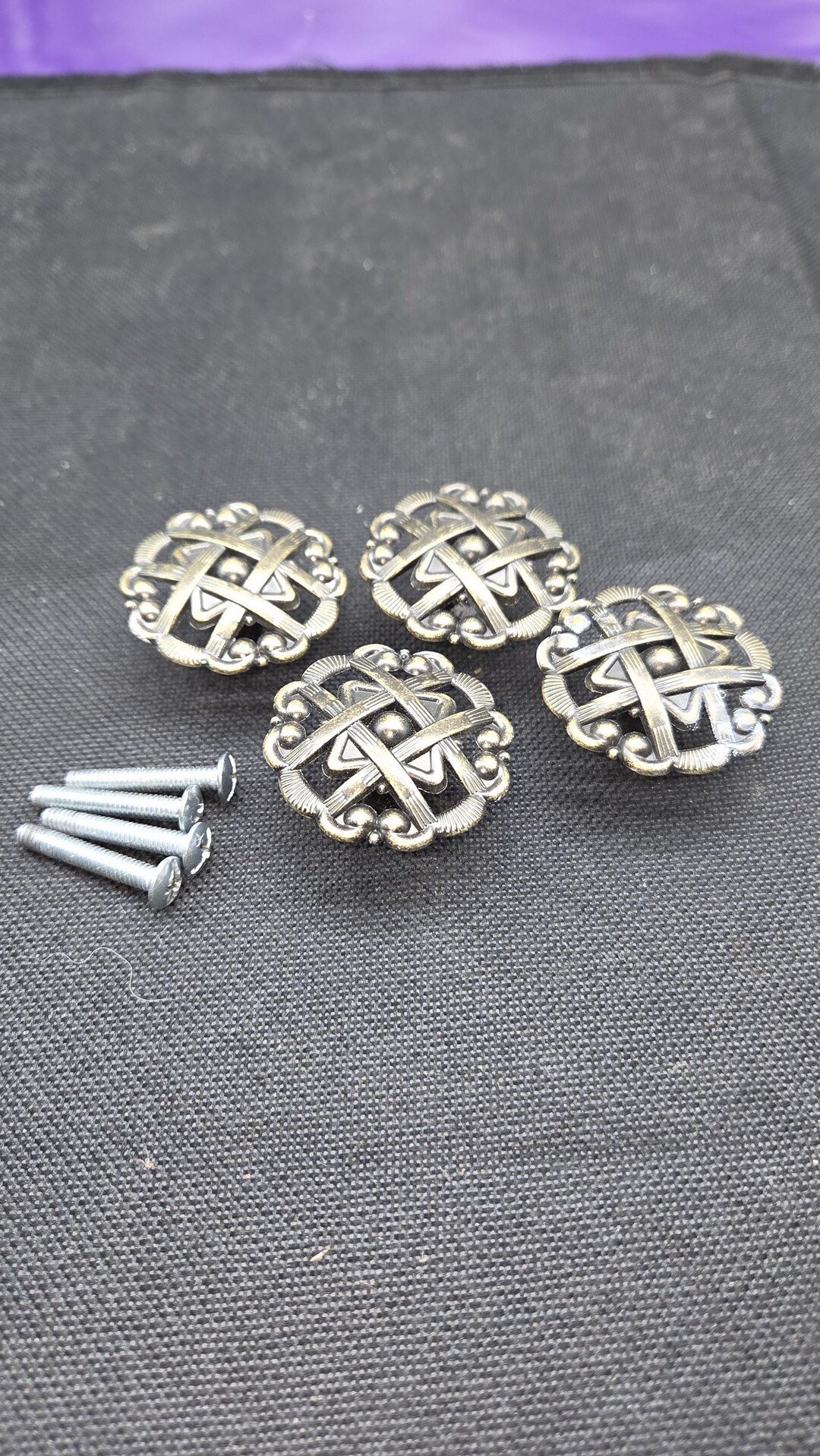 4 - Vintage Antiqued Gold Tone Metal Drawer Pulls Knobs by Liberty ...