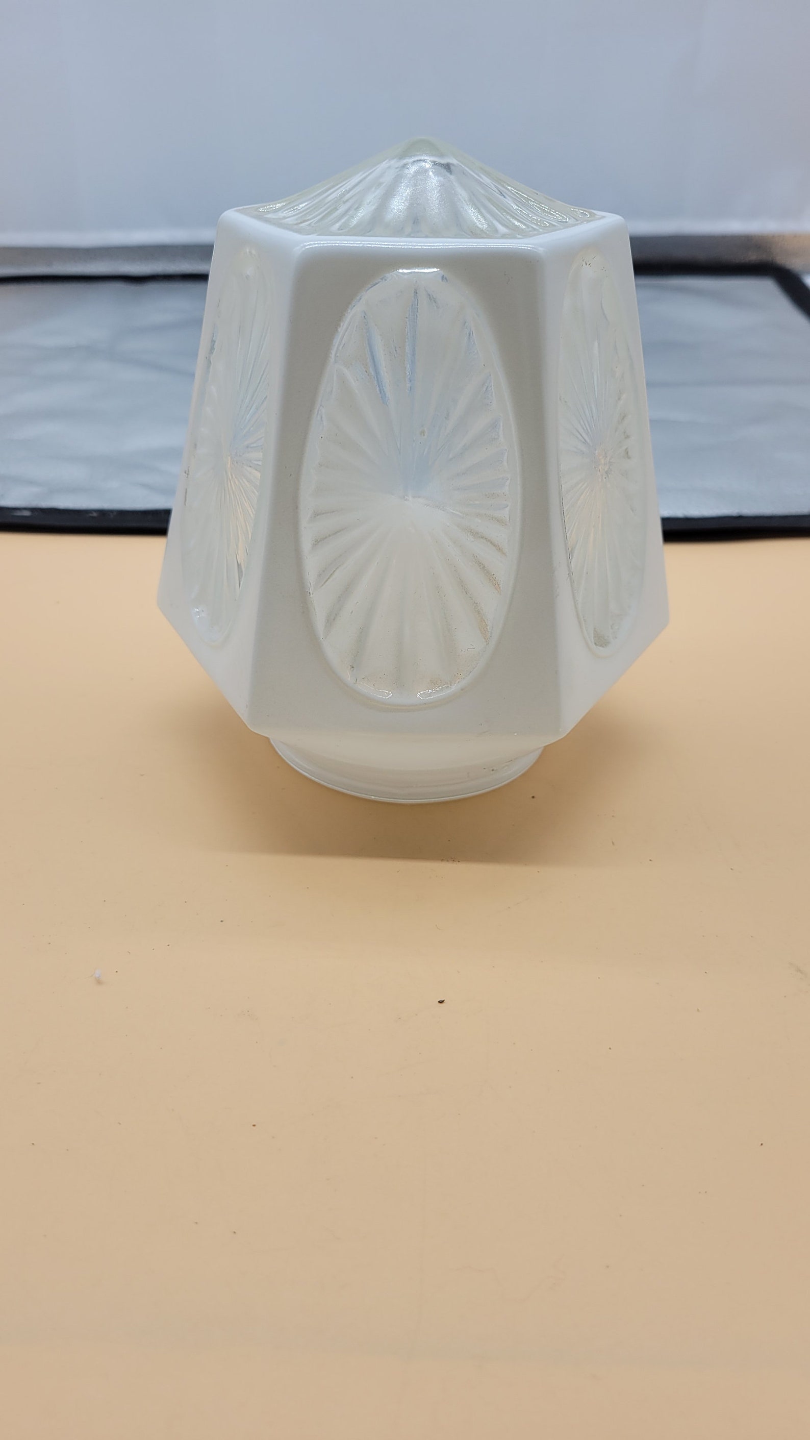 VINTAGE Frosted Glass Light Cover / Mid Century 6 Panels Starburst ...