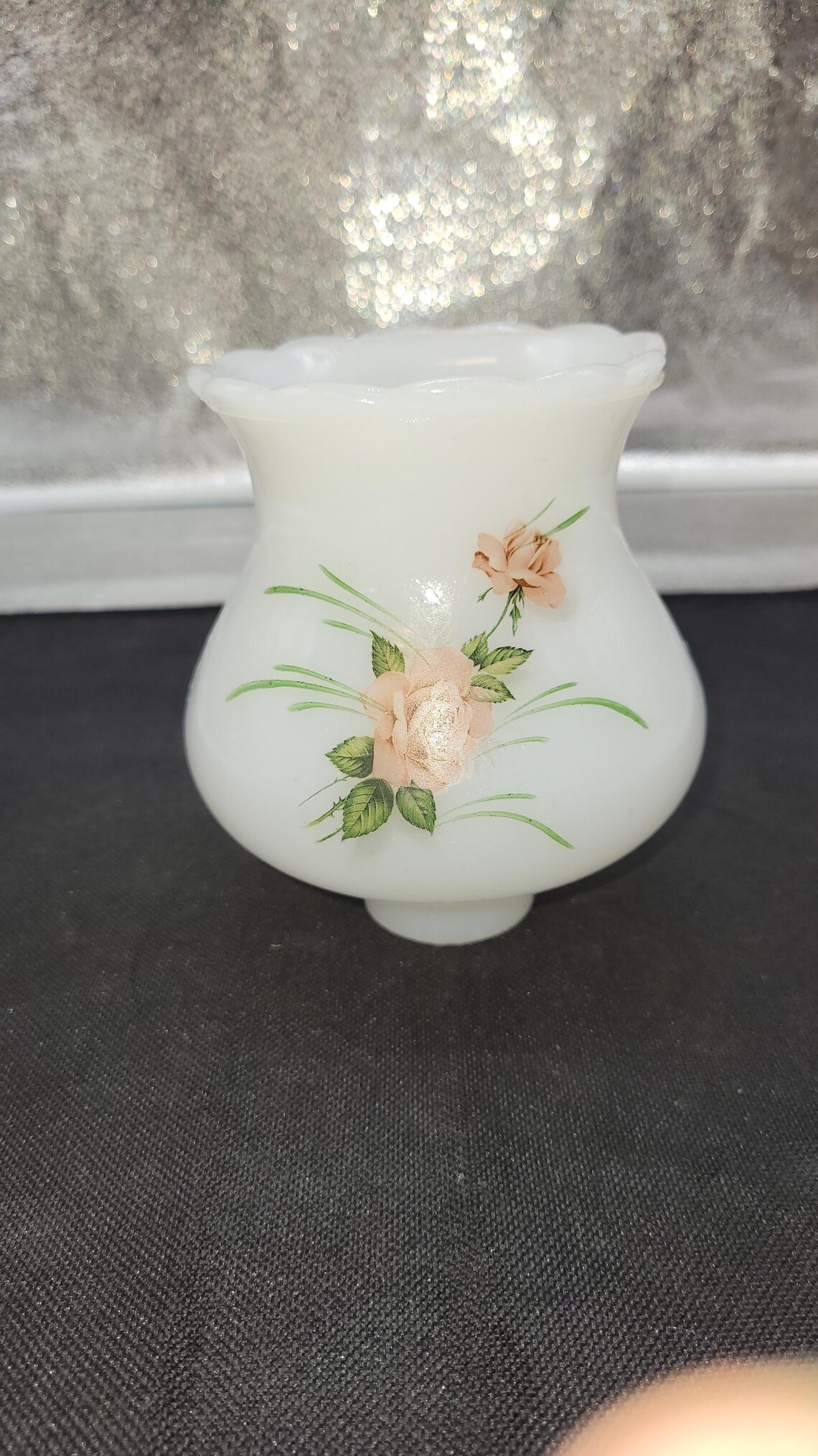Vintage Parlor Lamp Shade Frosted Pink Milk Glass Rose Design - Etsy