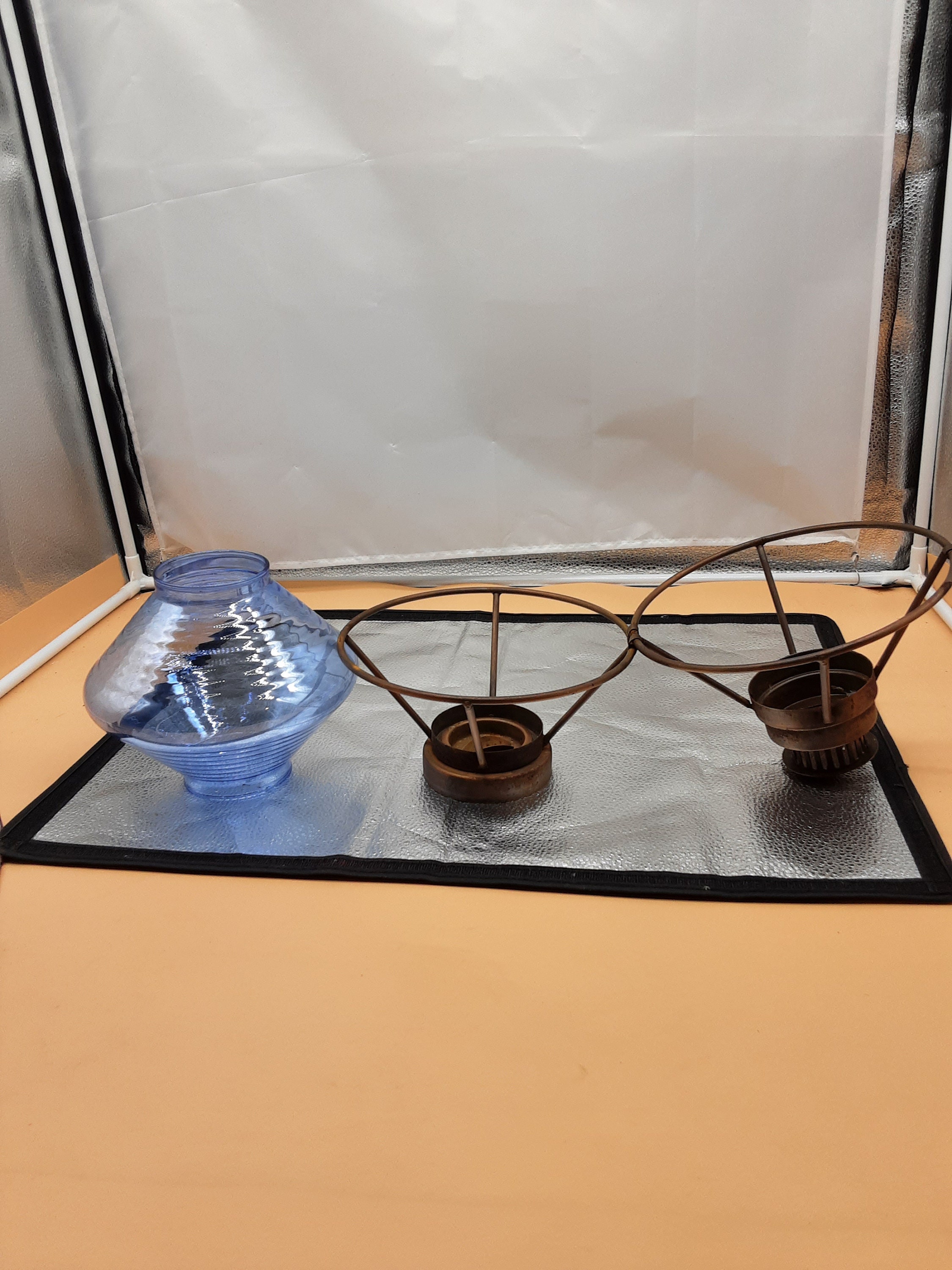 Vintage Oil Lamp Topper. Blue Glass. - Etsy