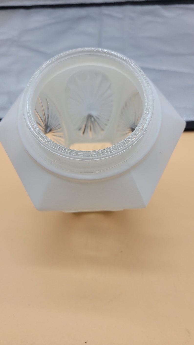 VINTAGE Frosted Glass Light Cover / Mid Century 6 Panels Starburst ...