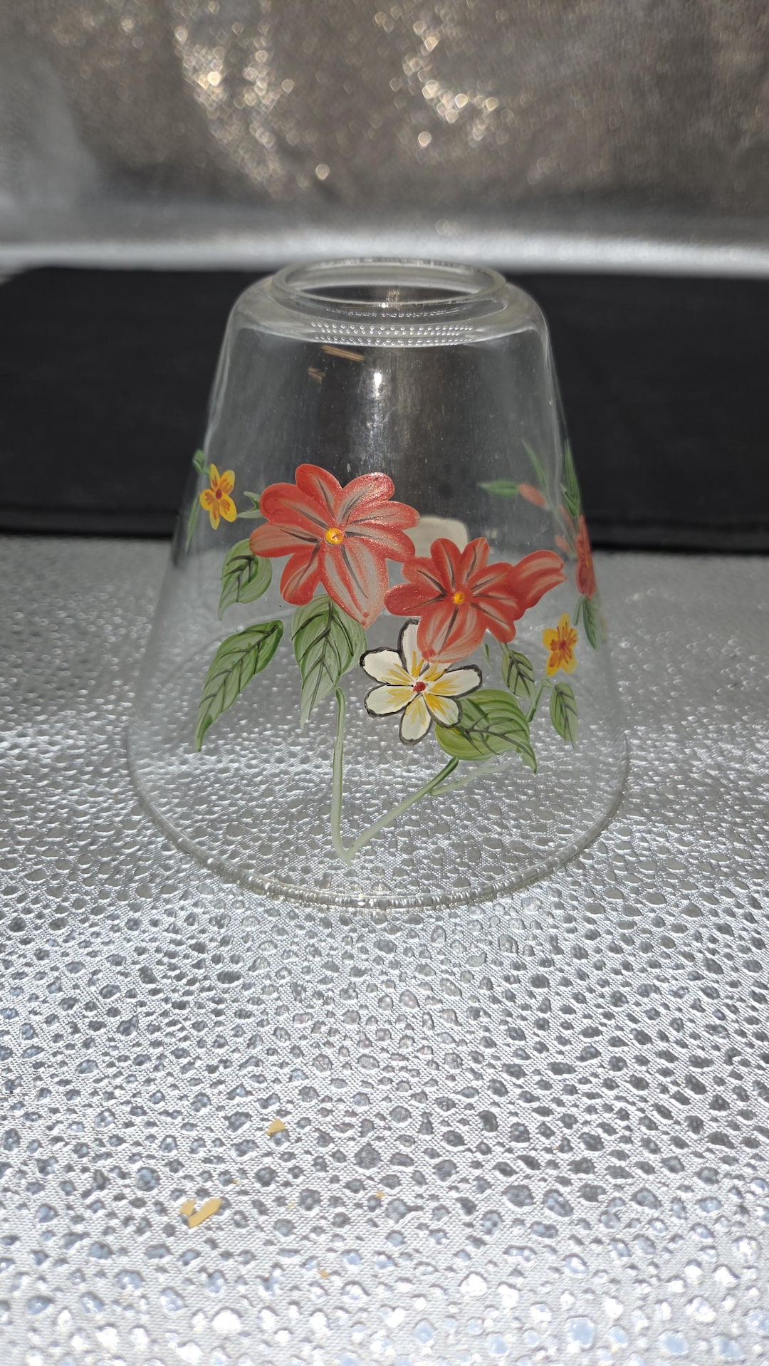 Vintage Hand Blown Lamp Shade With Hand Painted Flowers - Etsy