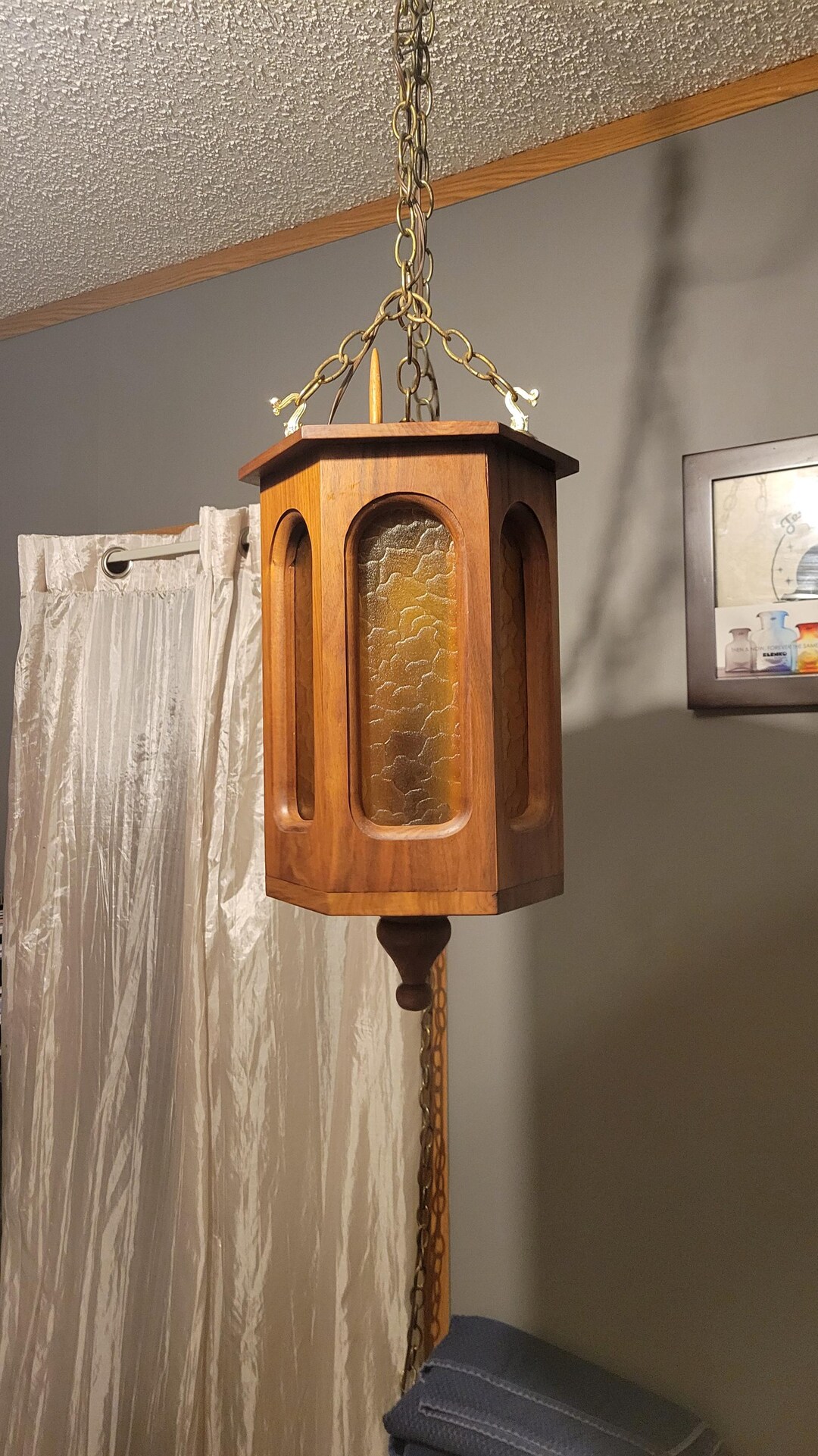 RARE Vintage Octagon Wooden 1960's Hanging Lamp #108 - Etsy