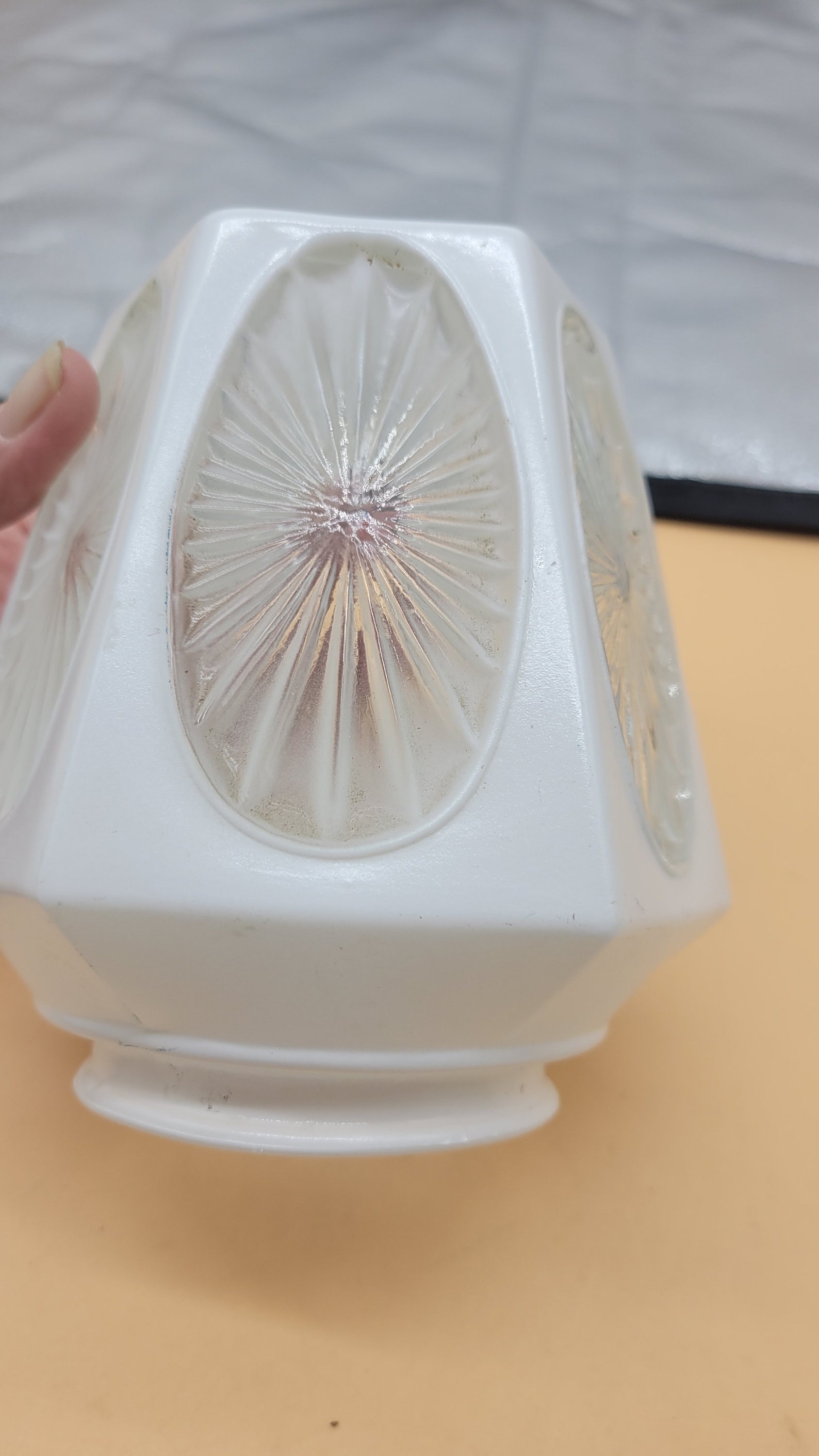 VINTAGE Frosted Glass Light Cover / Mid Century 6 Panels Starburst ...