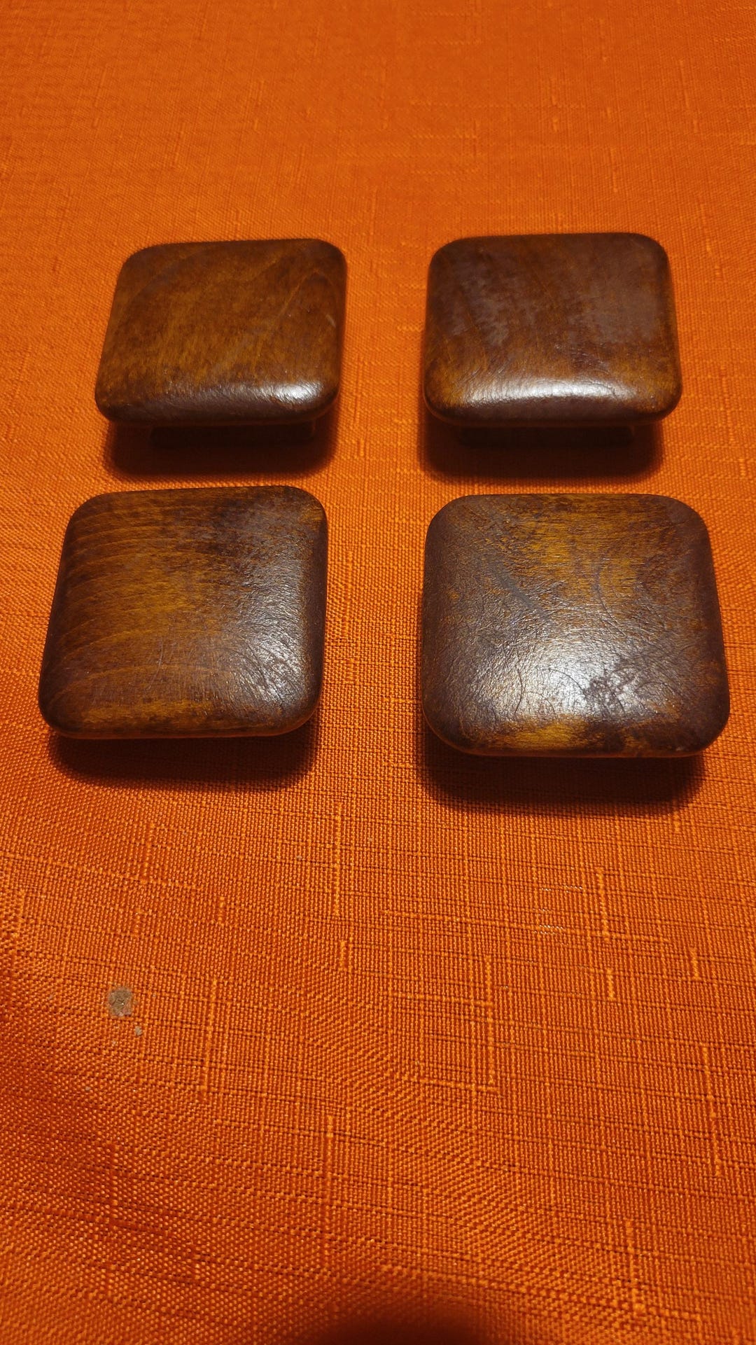 Vintage Wooden Square Knobs Wood Drawer Pulls Cabinet Knobs Salvage ...