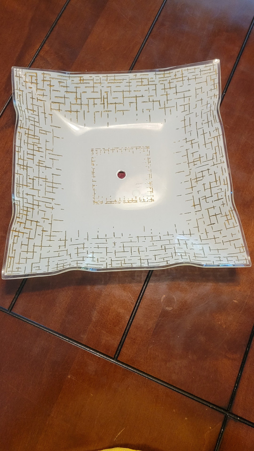 Vintage Shabby Chic " Square Glass Lamp Shade White Frosted Gold ...