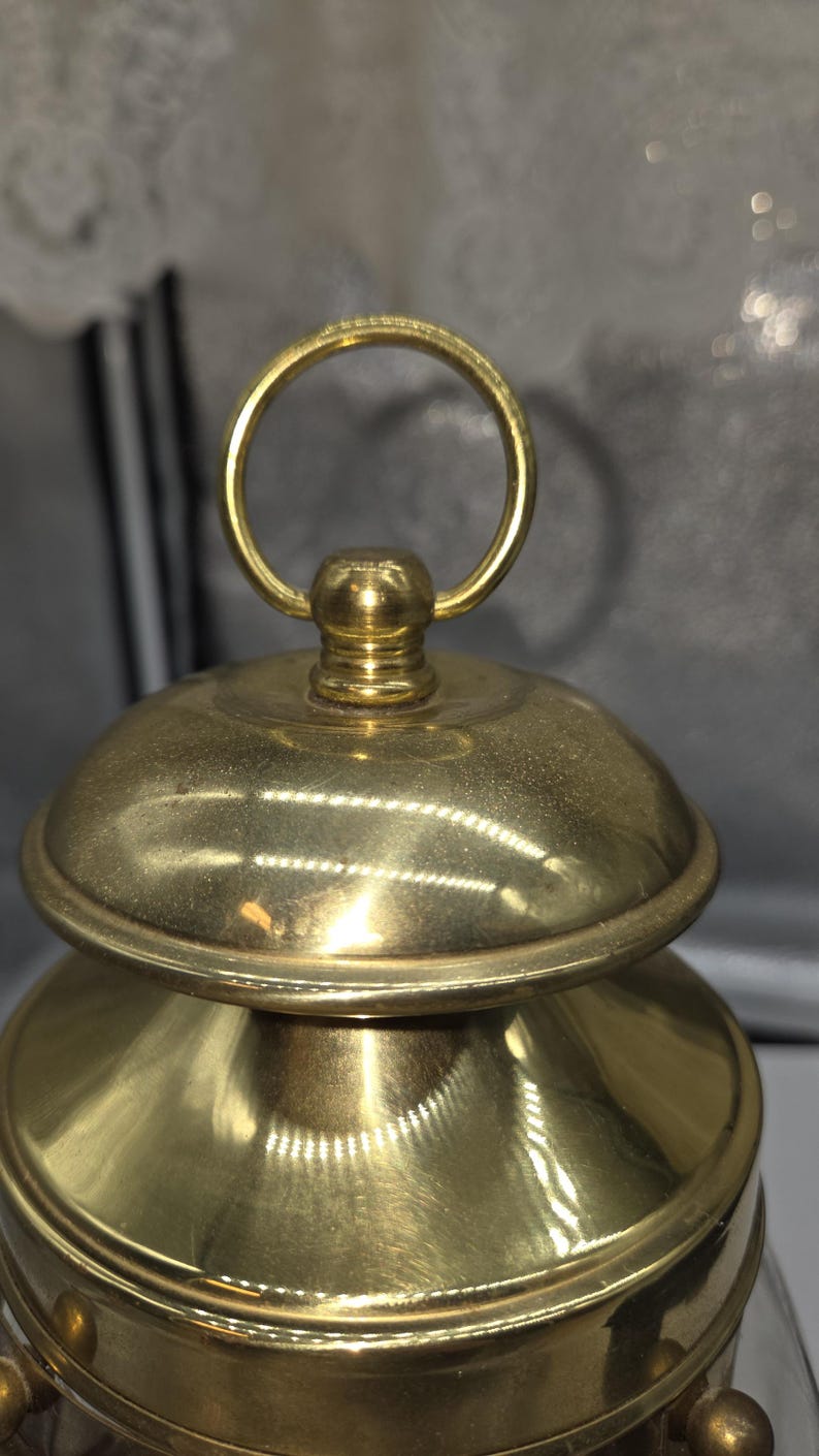Vintage Hazel Atlas Brass Glass Jar Canister LANTERN Cigar Humidor ...