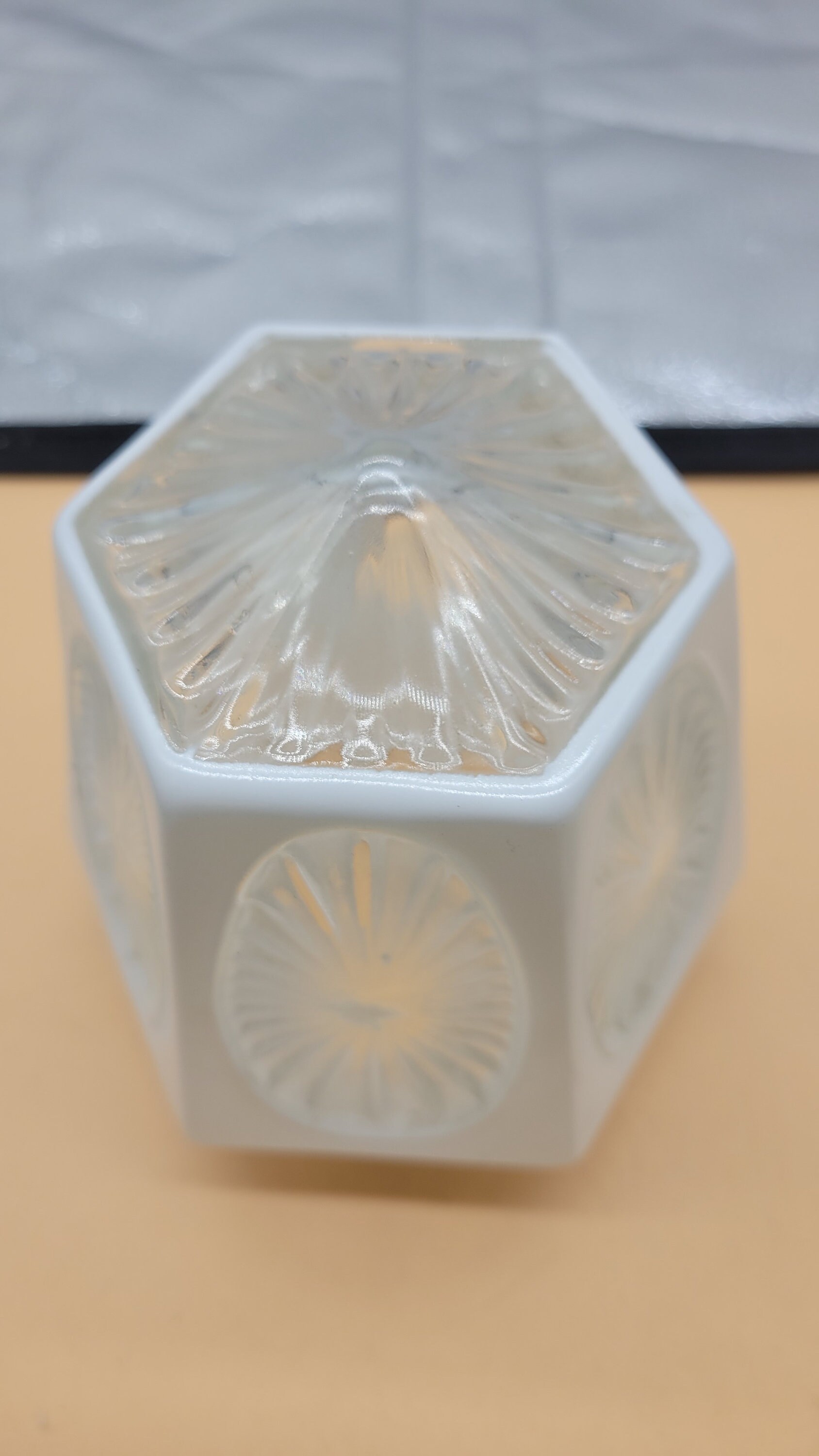 VINTAGE Frosted Glass Light Cover / Mid Century 6 Panels Starburst ...