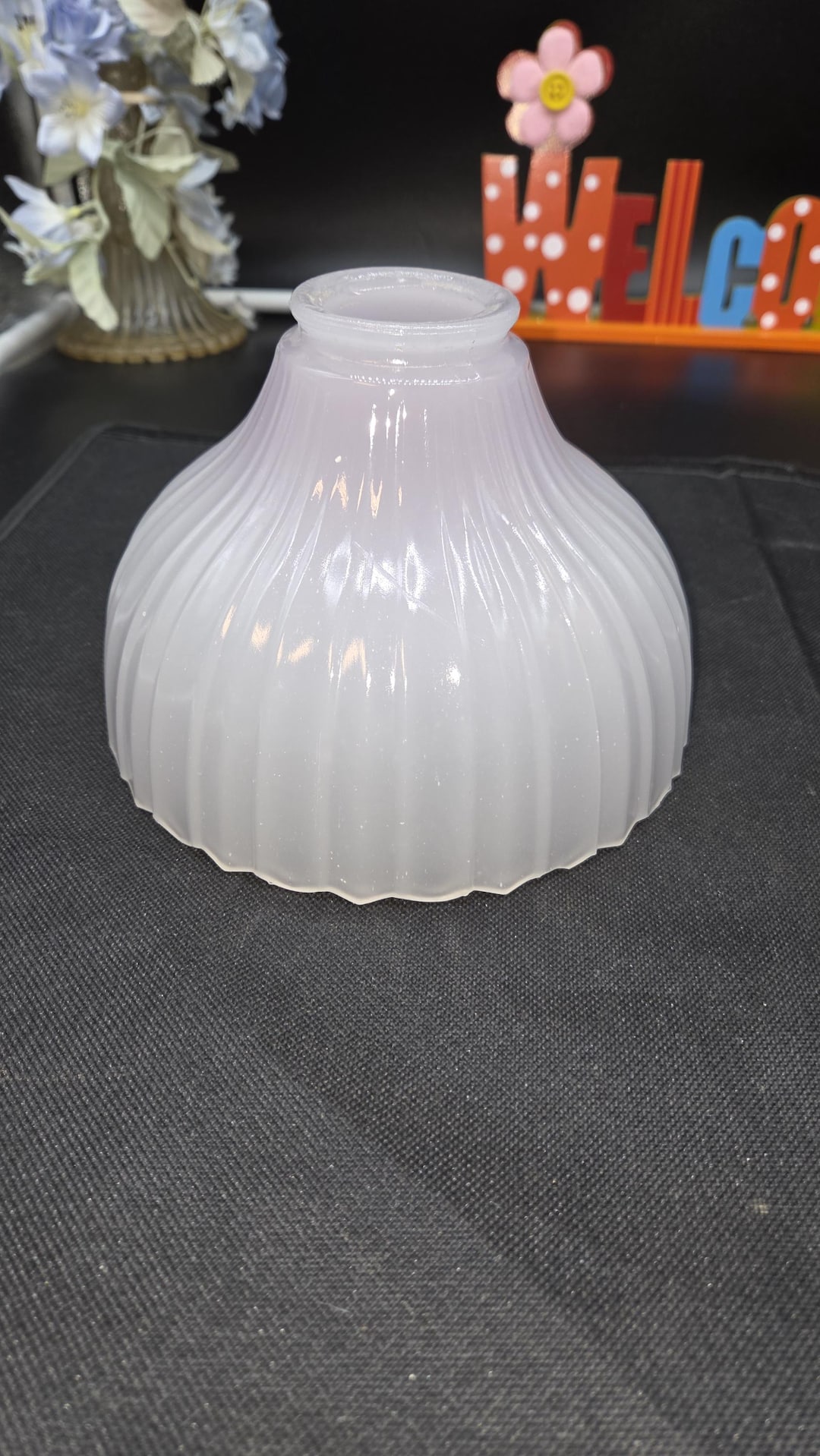 Antique Opalescent Milk Glass Shade Pendant Light, Purple Discoloration ...