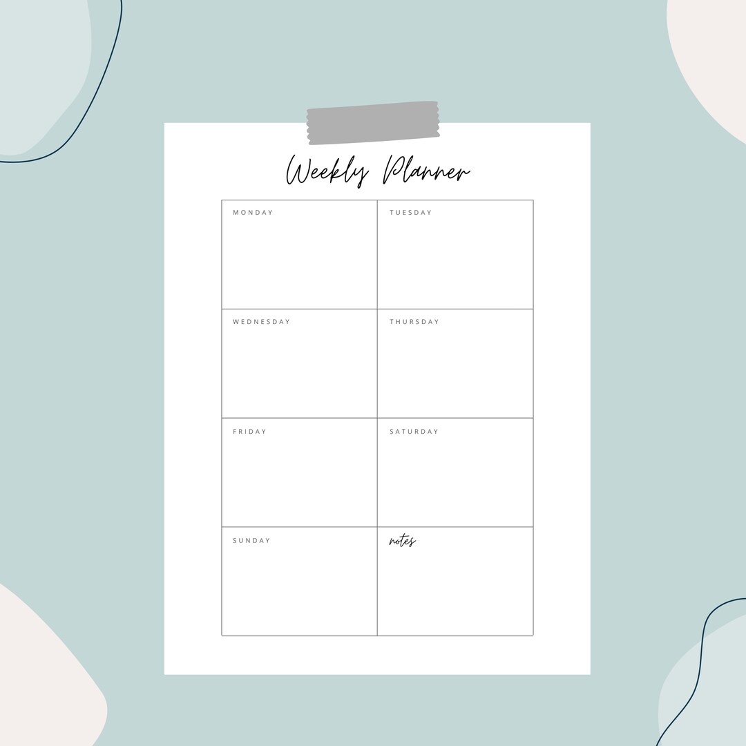 Weekly Planner | Printable | PDF | Minimalist - Etsy